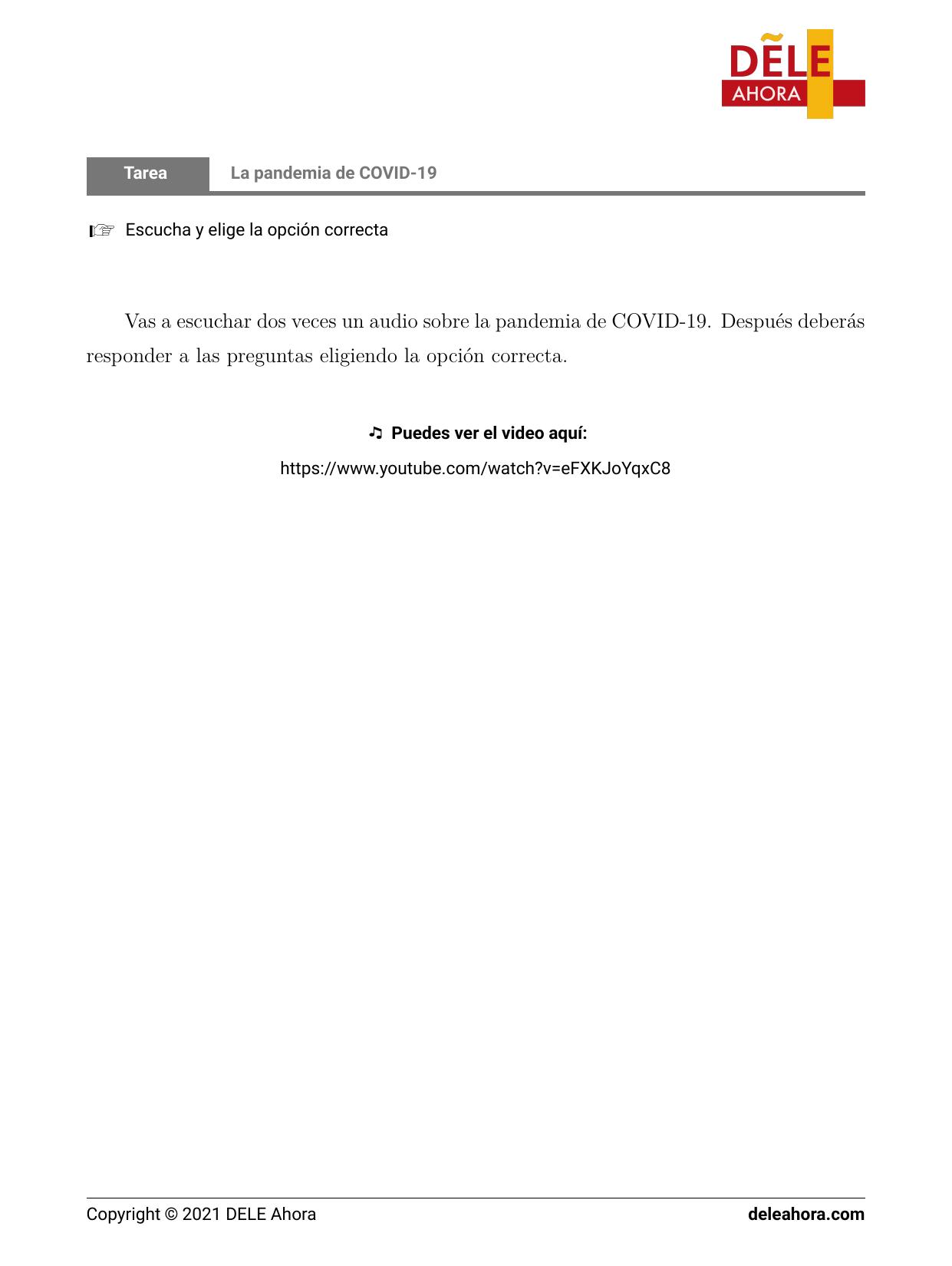 La pandemia de COVID-19 | Comprensión auditiva • DELE Ahora