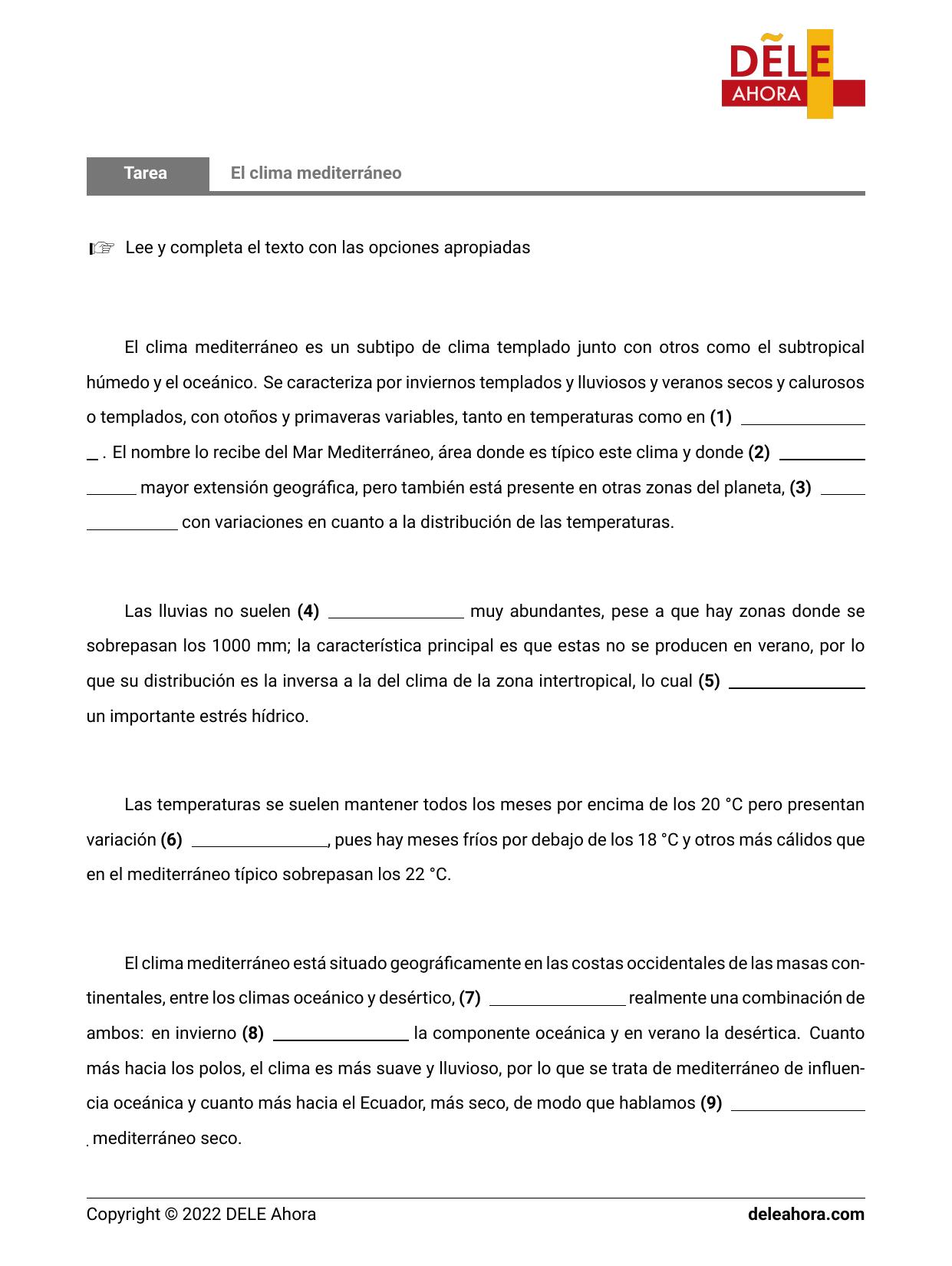 El clima mediterráneo | Comprensión de lectura • DELE Ahora