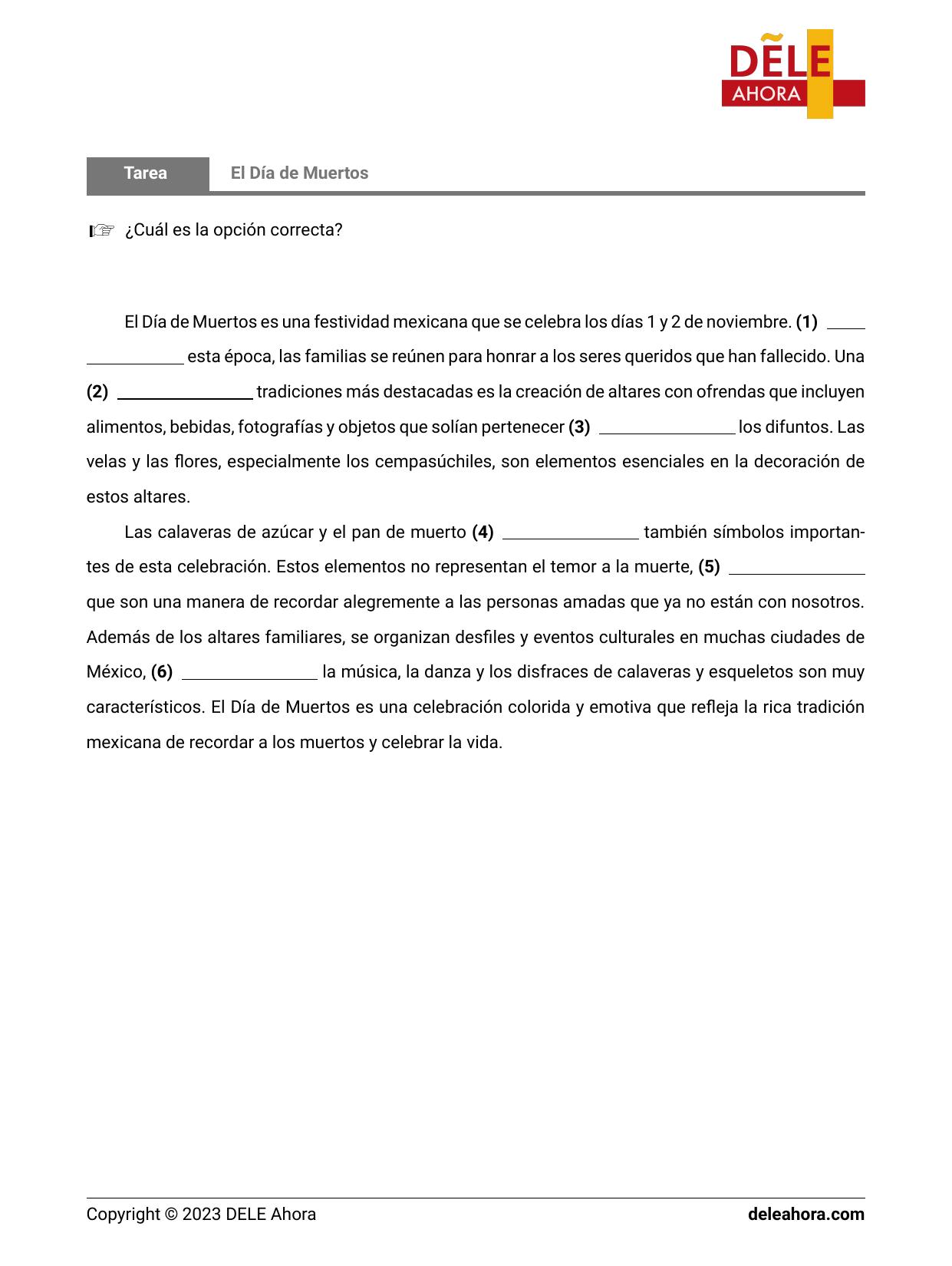 El Día de Muertos | Comprensión de lectura • DELE Ahora