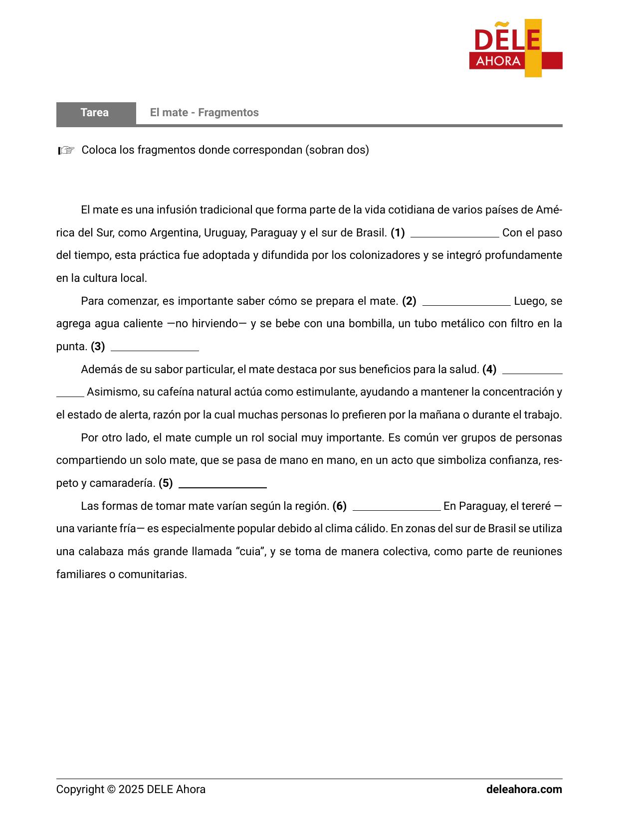 El mate - Fragmentos | Comprensión de lectura • DELE Ahora