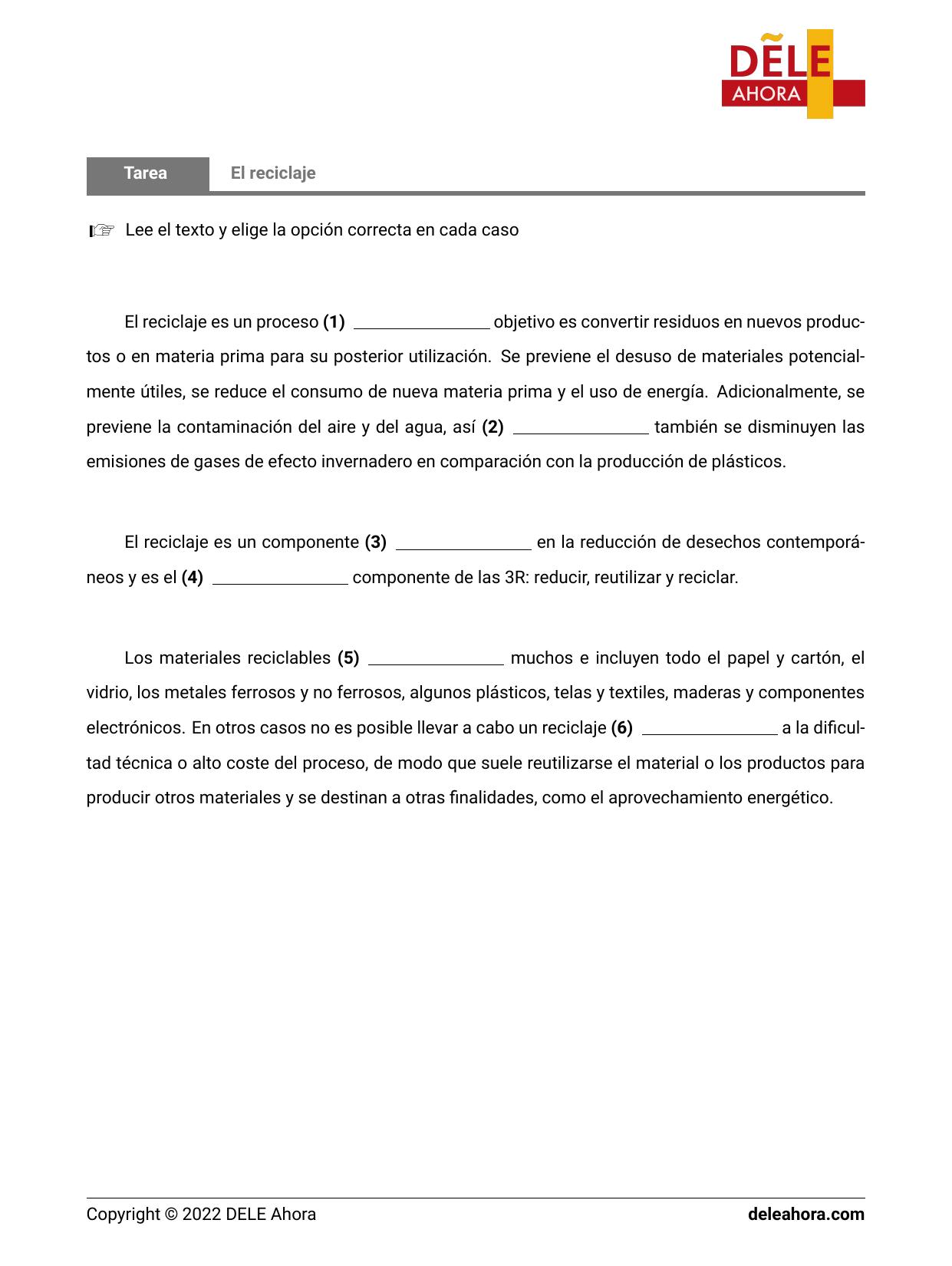El reciclaje | Comprensión de lectura • DELE Ahora