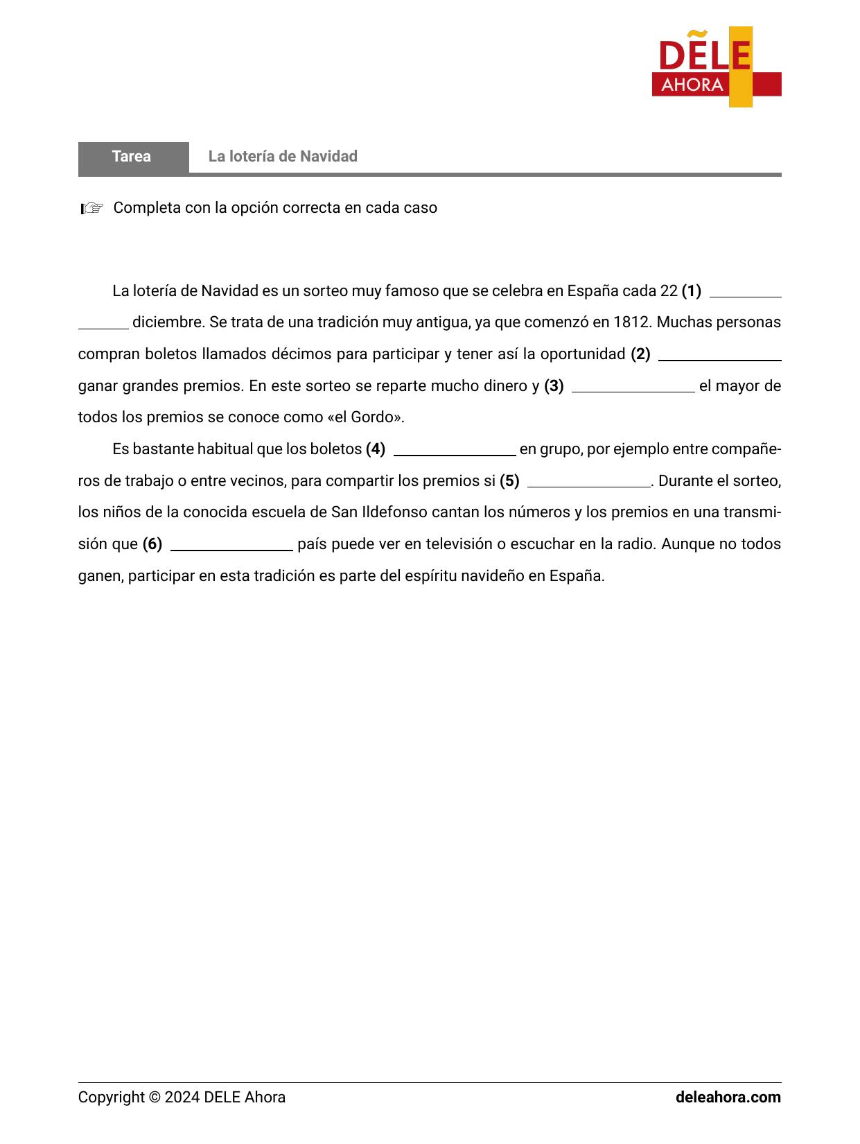 La lotería de Navidad | Comprensión de lectura • DELE Ahora