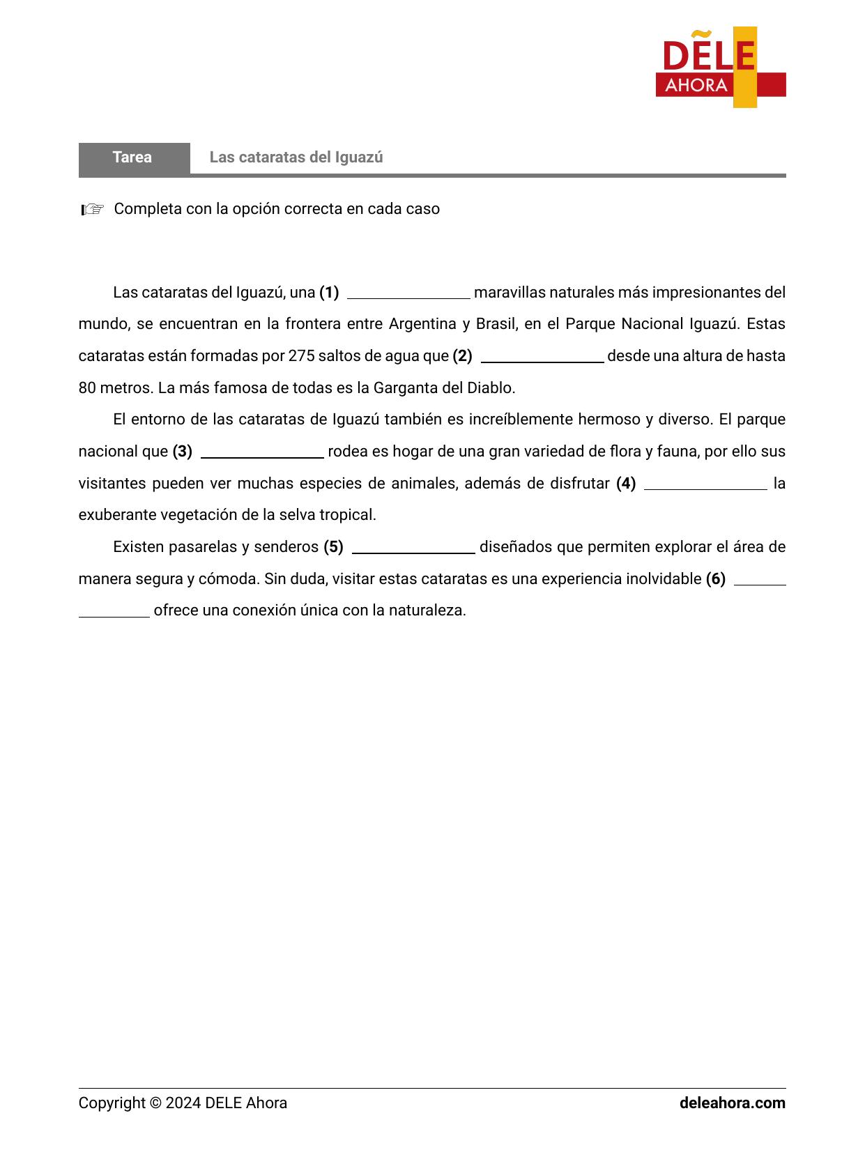 Las cataratas del Iguazú | Comprensión de lectura