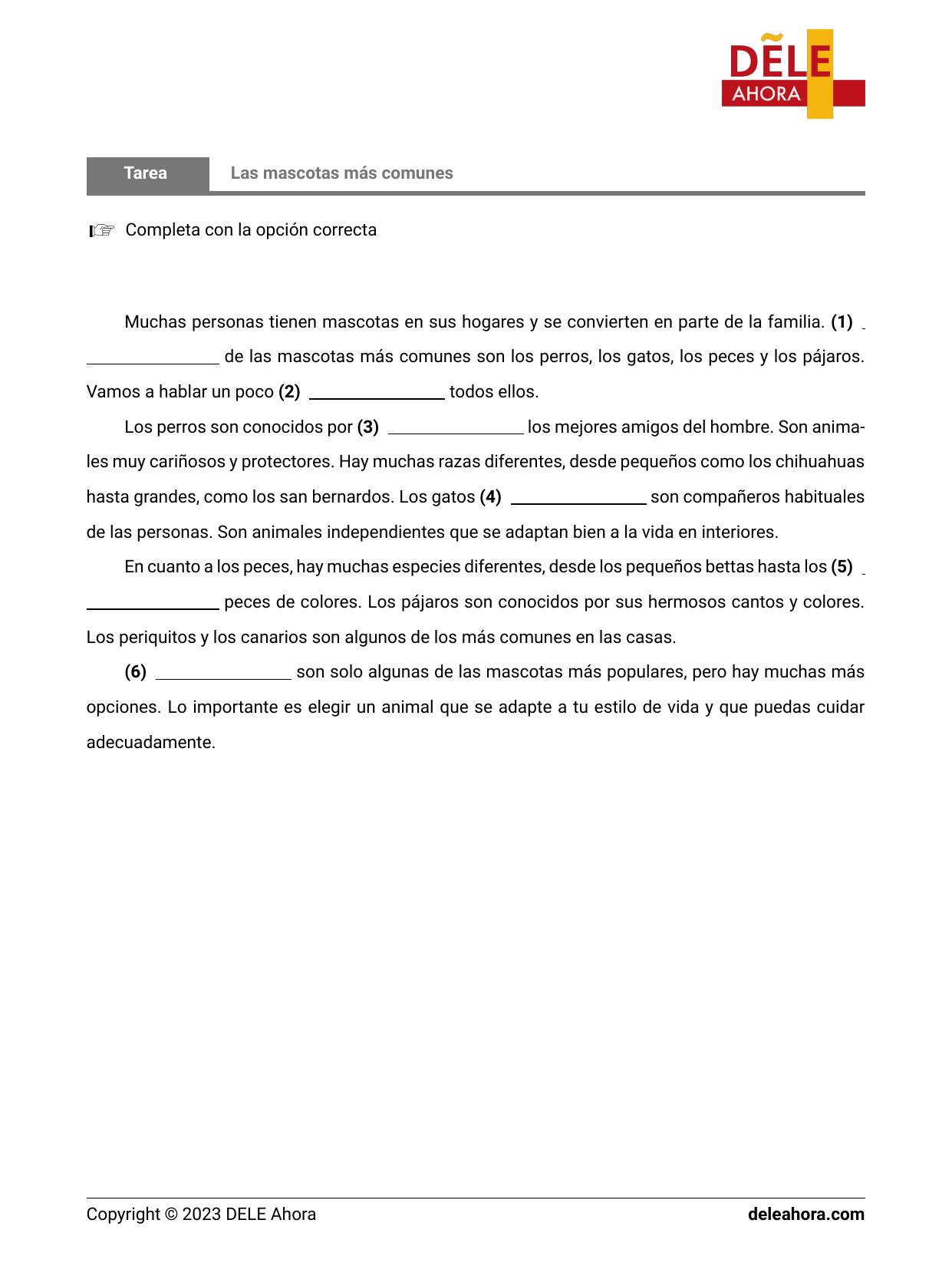 Las mascotas más comunes | Comprensión de lectura