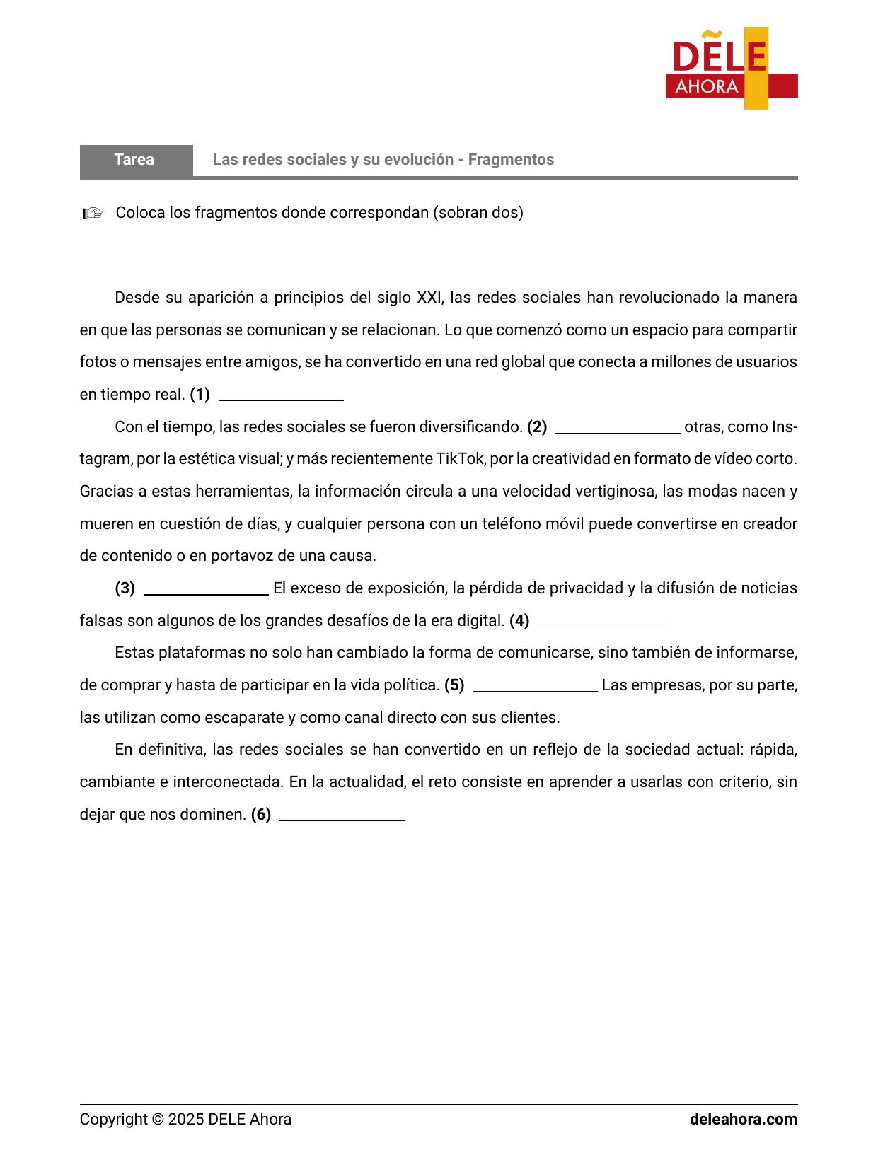 Las redes sociales y su evolución - Fragmentos | Comprensión de lectura