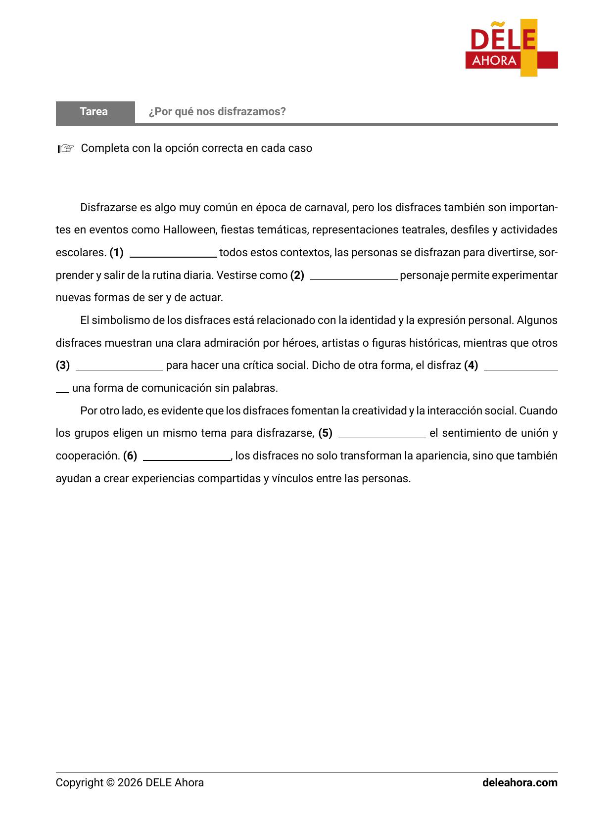 ¿Por qué nos disfrazamos? | Comprensión de lectura