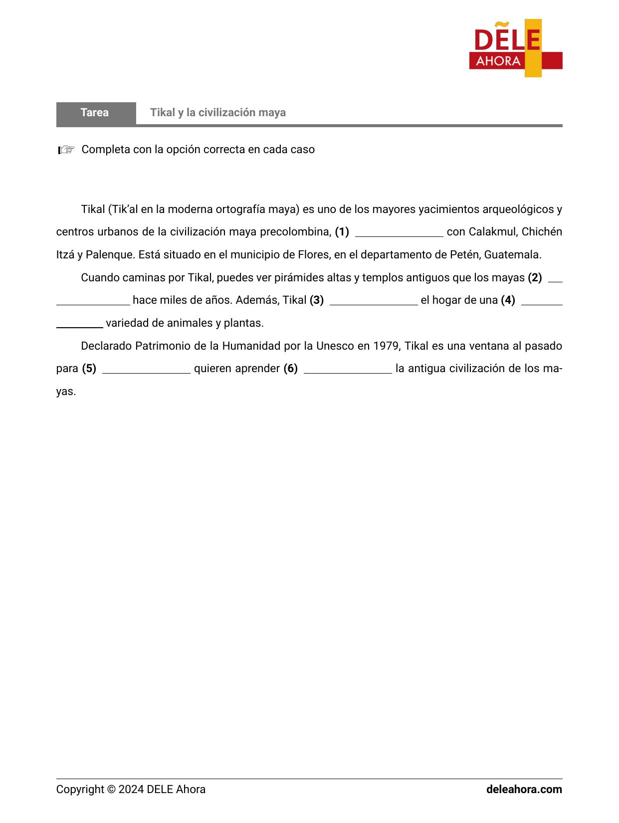 Tikal y la civilización maya | Comprensión de lectura