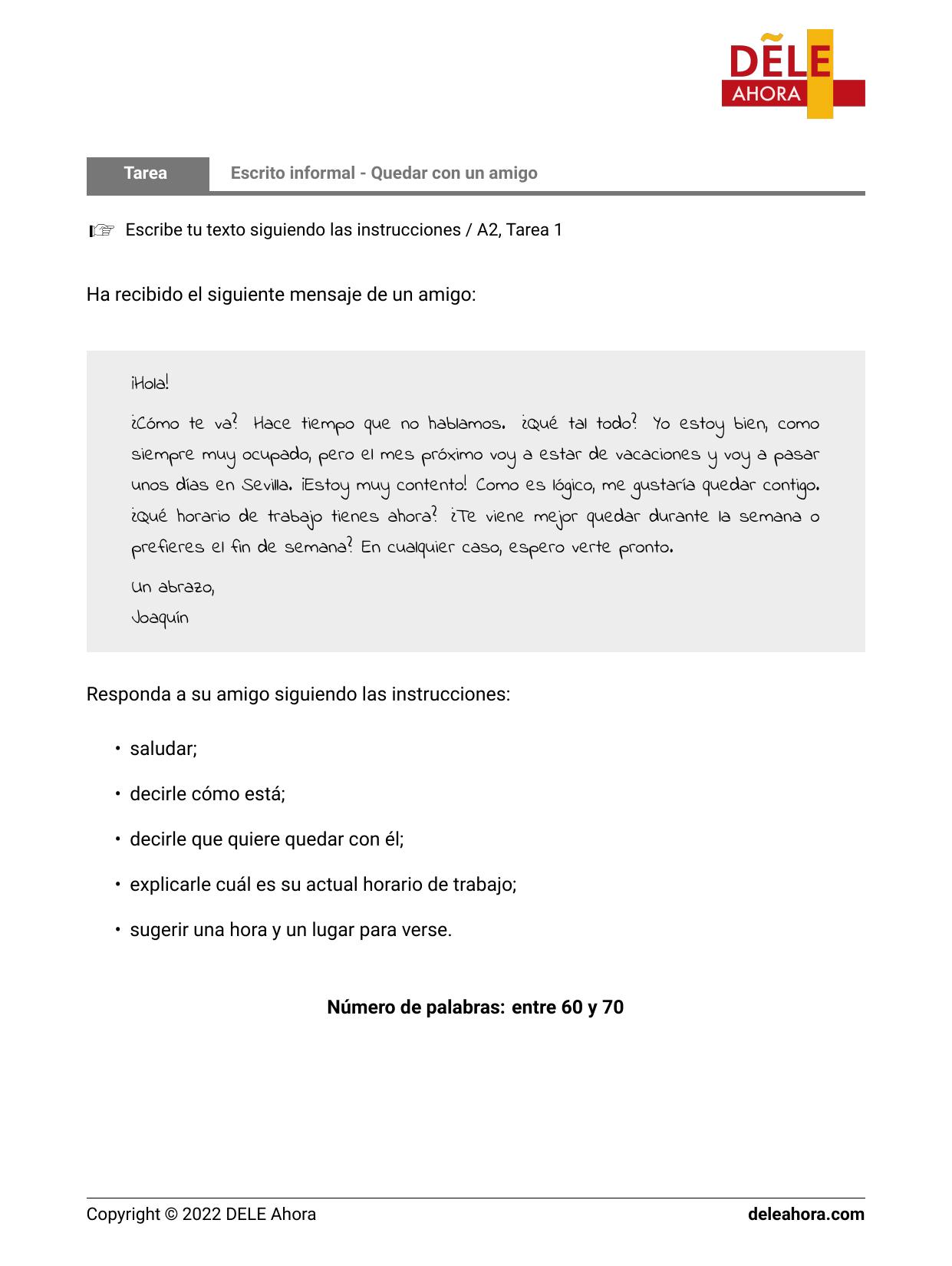 Escrito informal - Quedar con un amigo | Expresión escrita