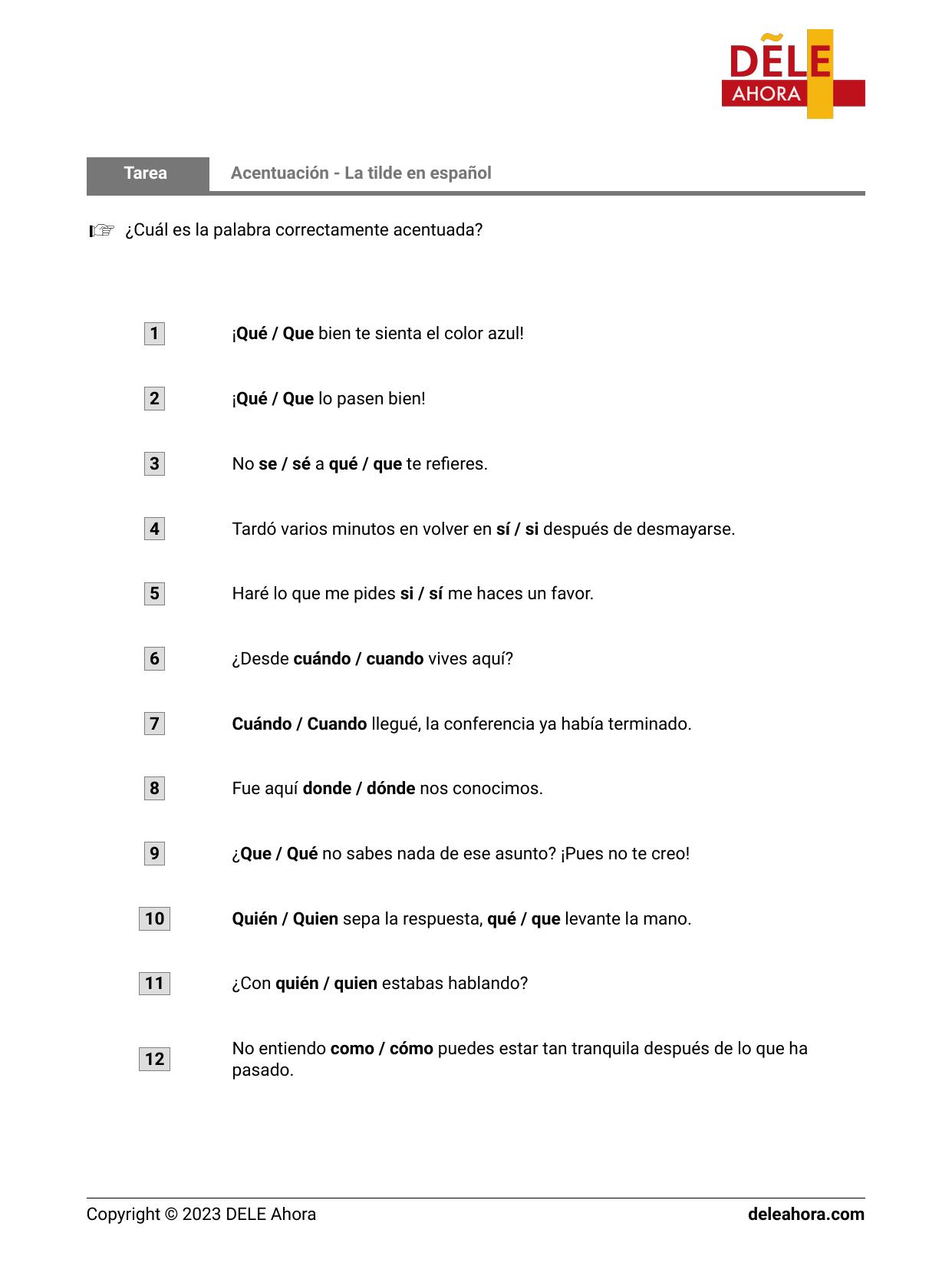 Acentuación - La tilde en español | Gramática • DELE Ahora