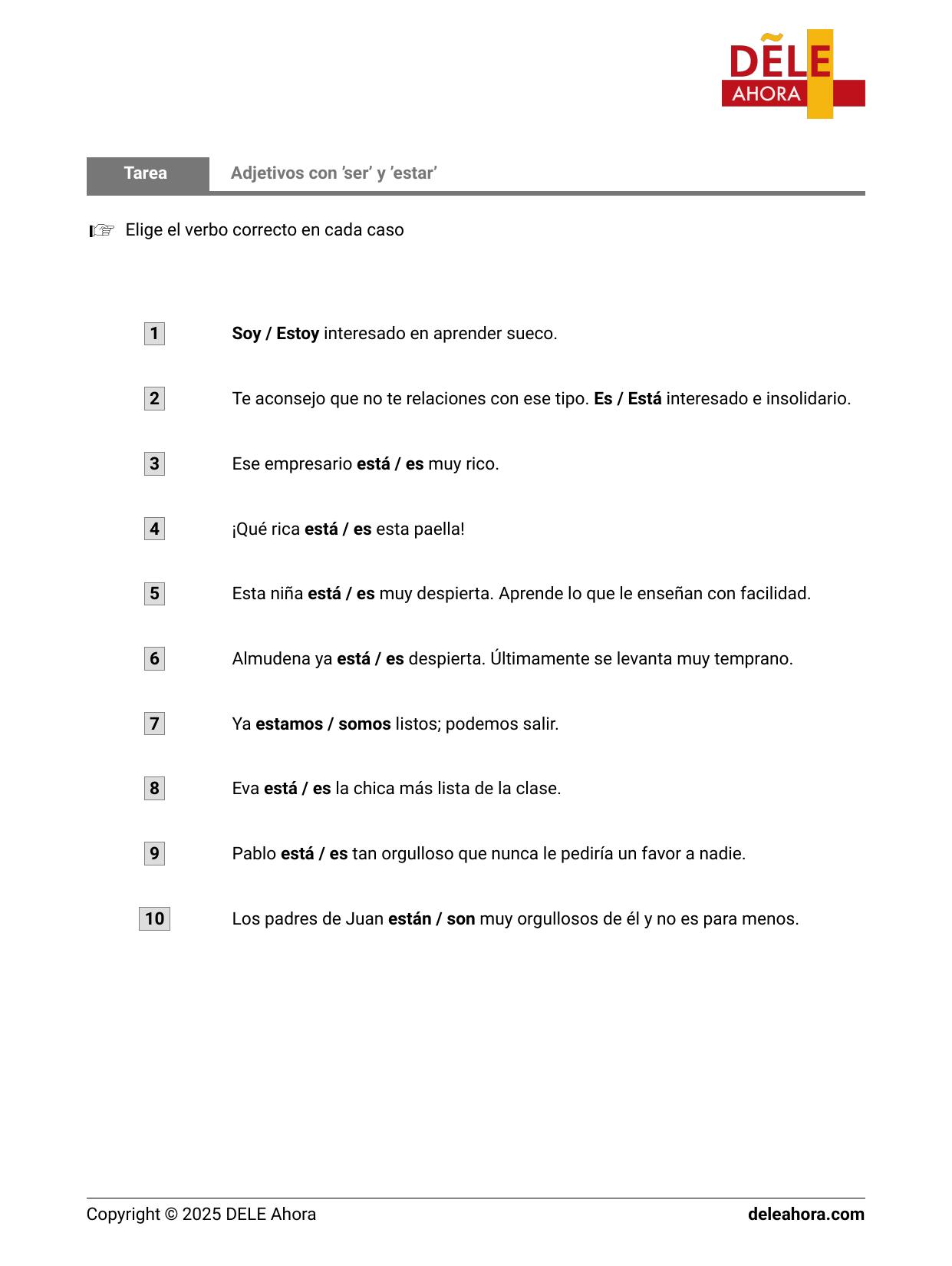 Adjetivos con 'ser' y 'estar' | Gramática • DELE Ahora