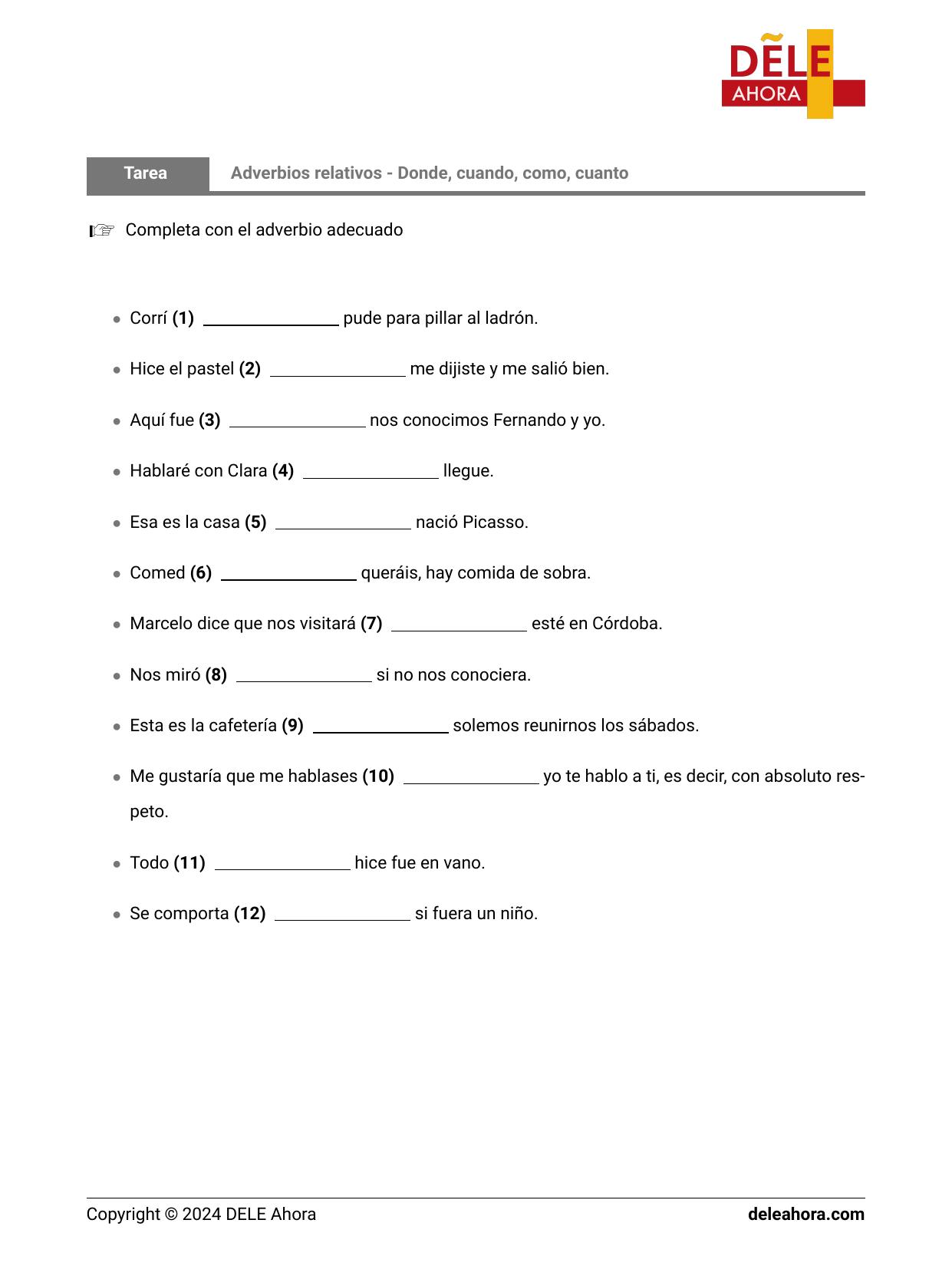 Adverbios relativos - Donde, cuando, como, cuanto | Gramática