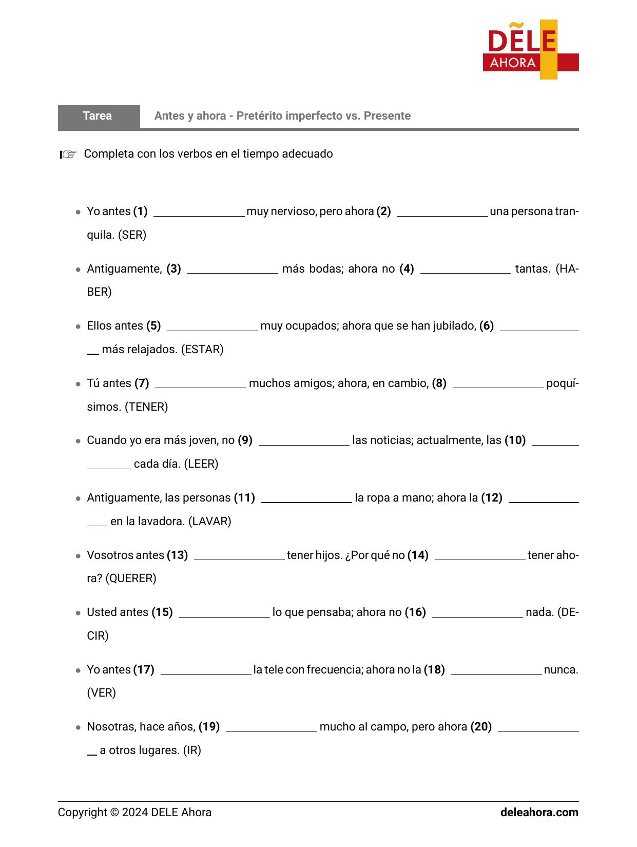 Antes y ahora - Pretérito imperfecto vs. Presente | Gramática