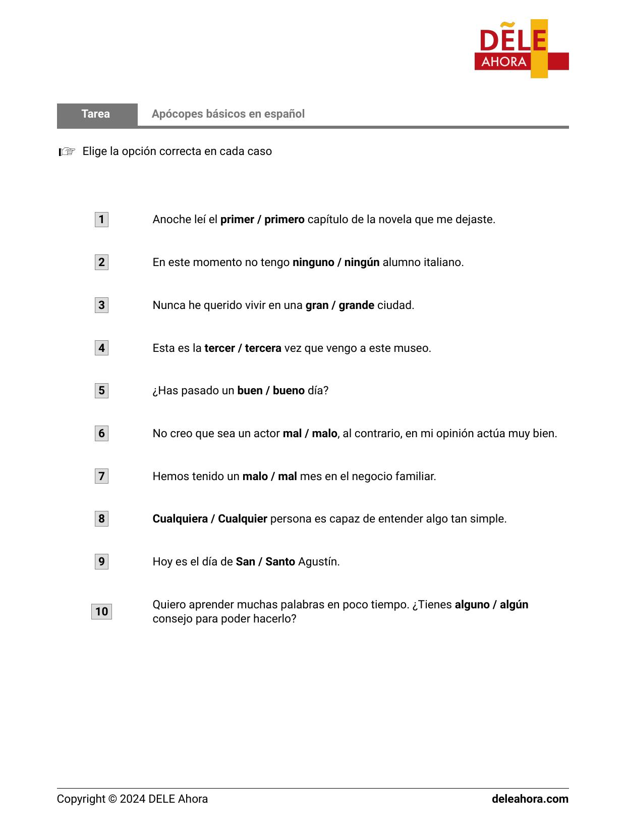Apócopes básicos en español | Gramática • DELE Ahora