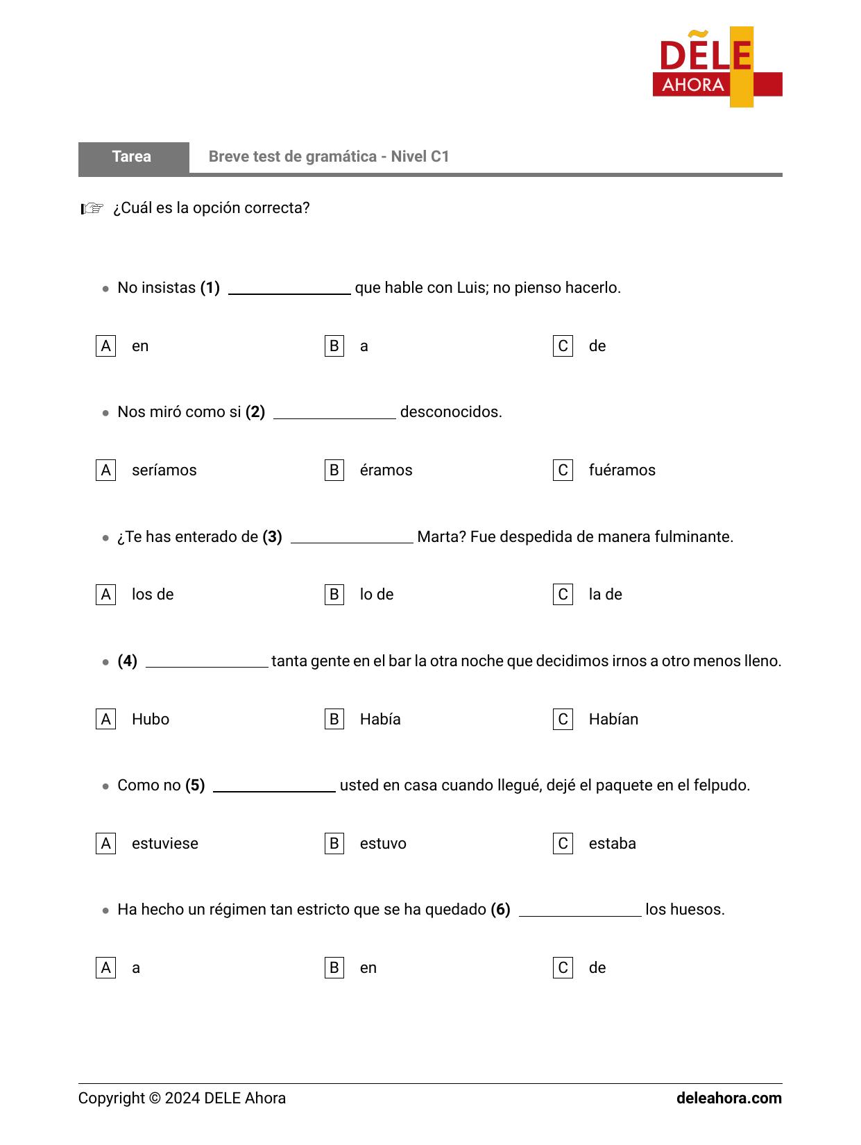 Breve test de gramática - Nivel C1 | Gramática • DELE Ahora