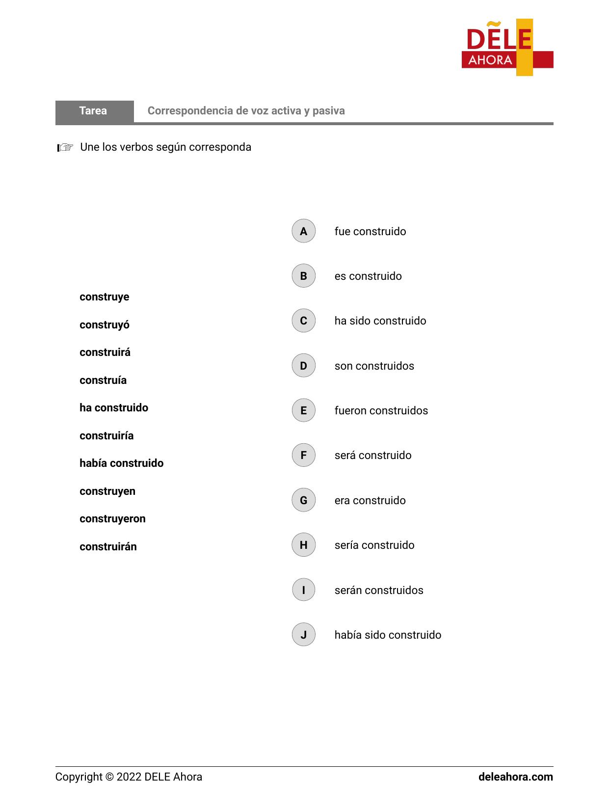 Correspondencia de voz activa y pasiva | Gramática