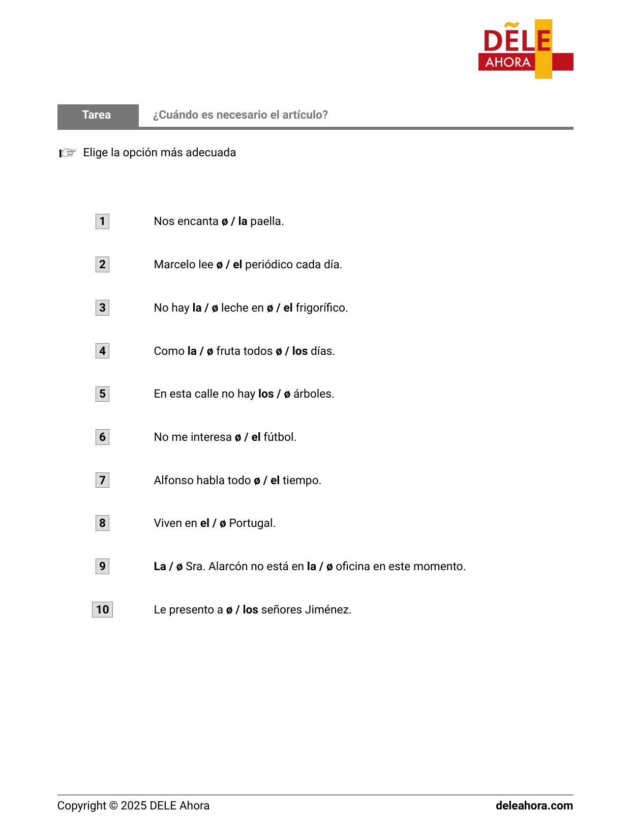 ¿Cuándo es necesario el artículo? | Gramática • DELE Ahora