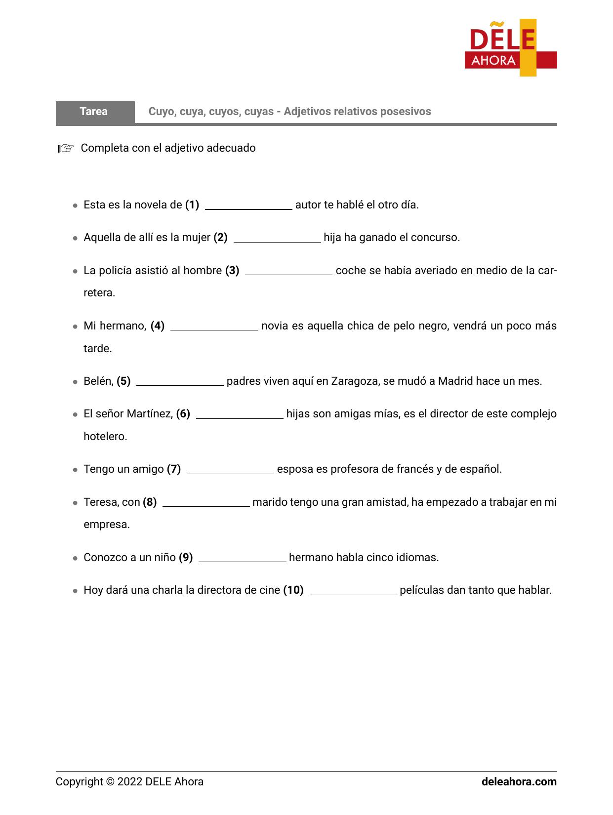 Cuyo, cuya, cuyos, cuyas - Adjetivos relativos poses... | Gramática