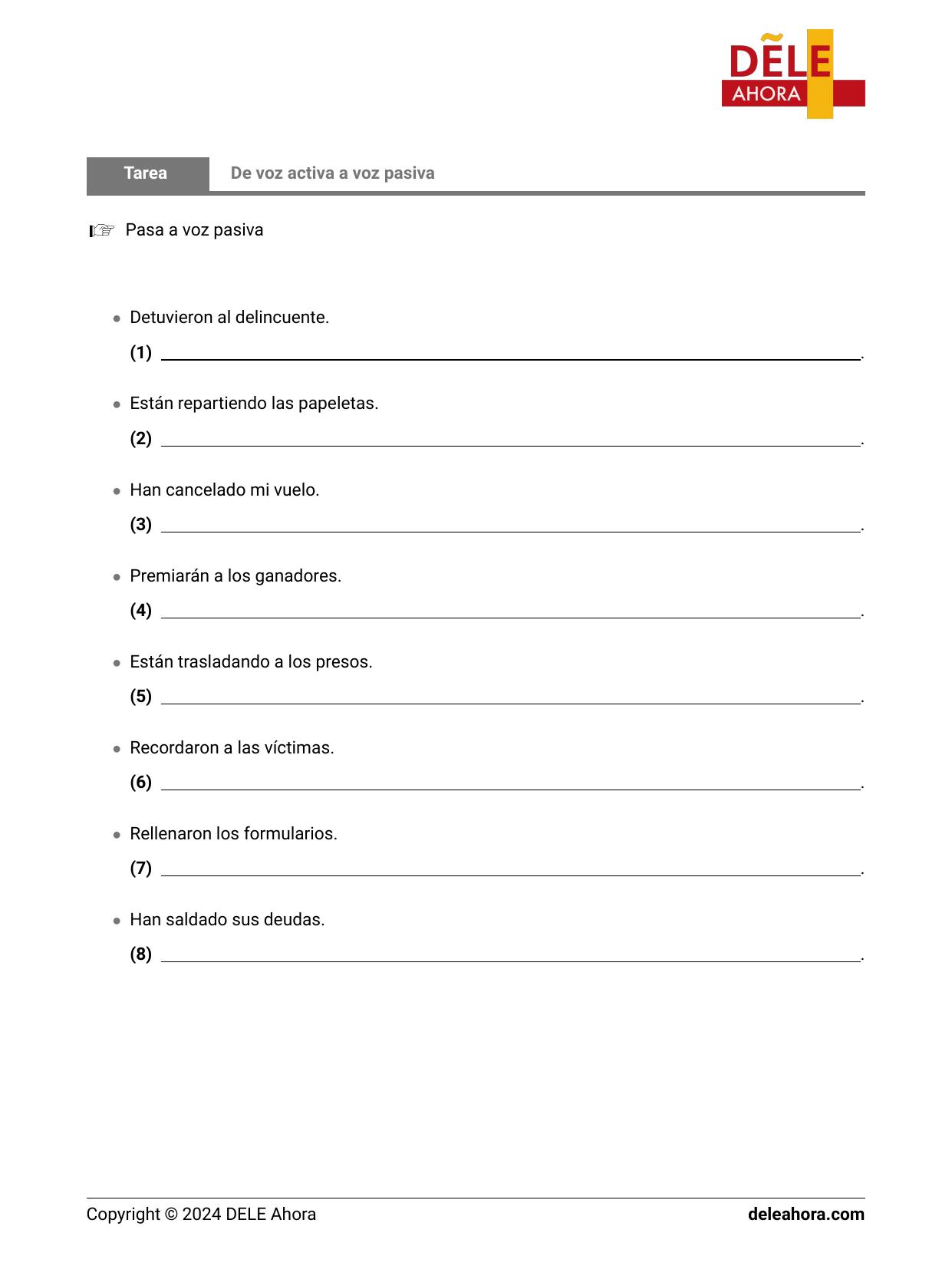 De voz activa a voz pasiva | Gramática • DELE Ahora