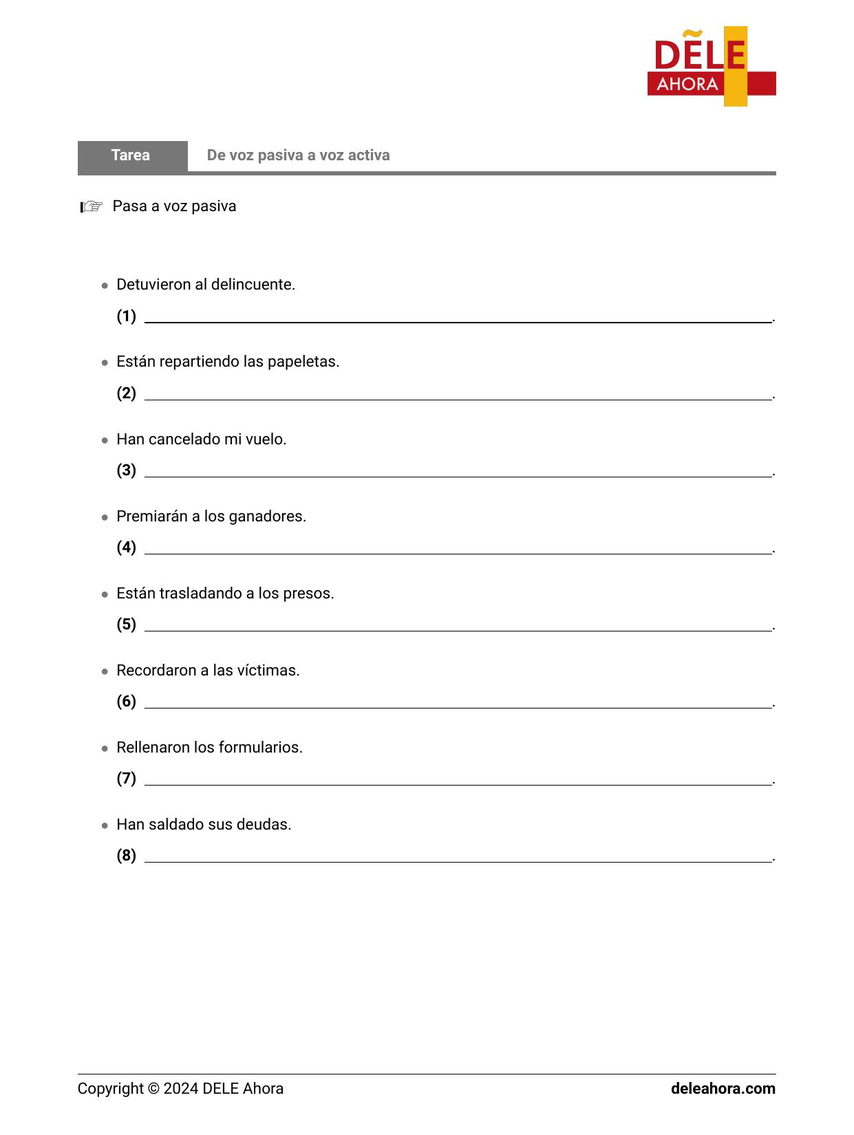 De voz pasiva a voz activa | Gramática • DELE Ahora