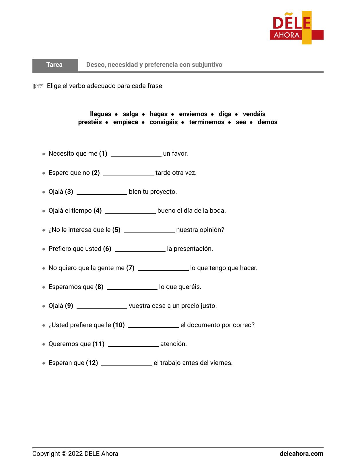 Deseo, necesidad y preferencia con subjuntivo | Gramática