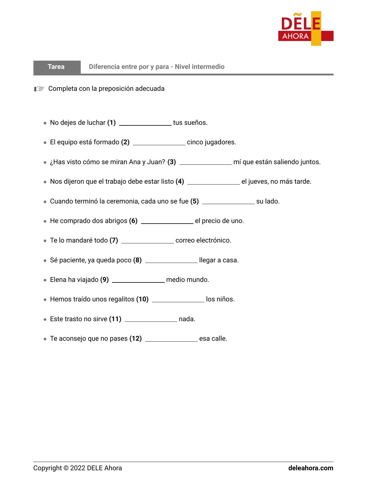 Diferencia entre por y para - Nivel intermedio | Gramática Diferencia entre por y para - Nivel intermedio | Gramática