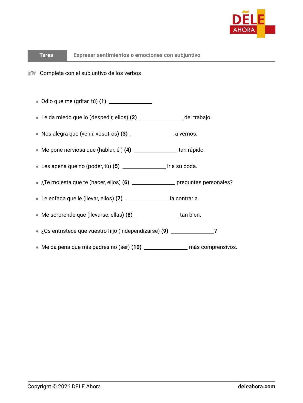 Expresar sentimientos o emociones con subjuntivo | Gramática