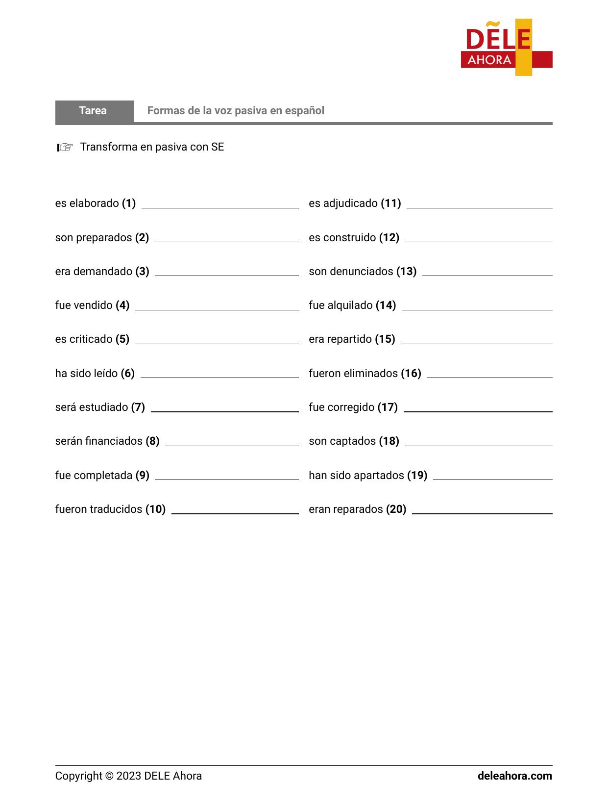 Formas de la voz pasiva en español | Gramática • DELE Ahora