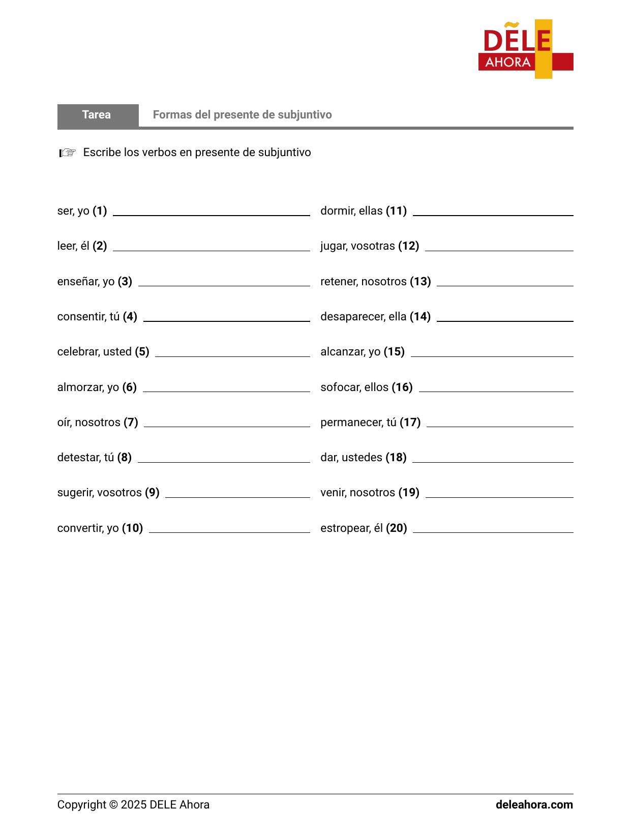 Formas del presente de subjuntivo | Gramática • DELE Ahora
