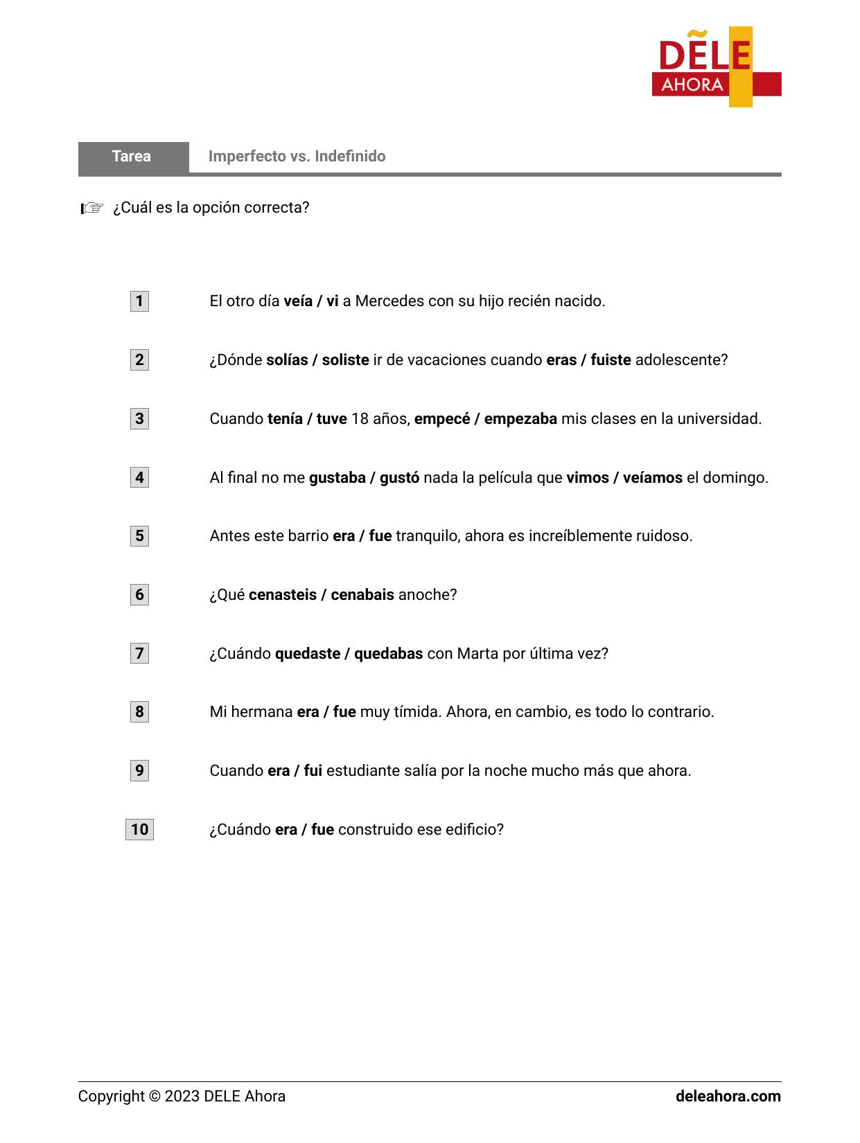 Imperfecto vs. Indefinido | Gramática • DELE Ahora