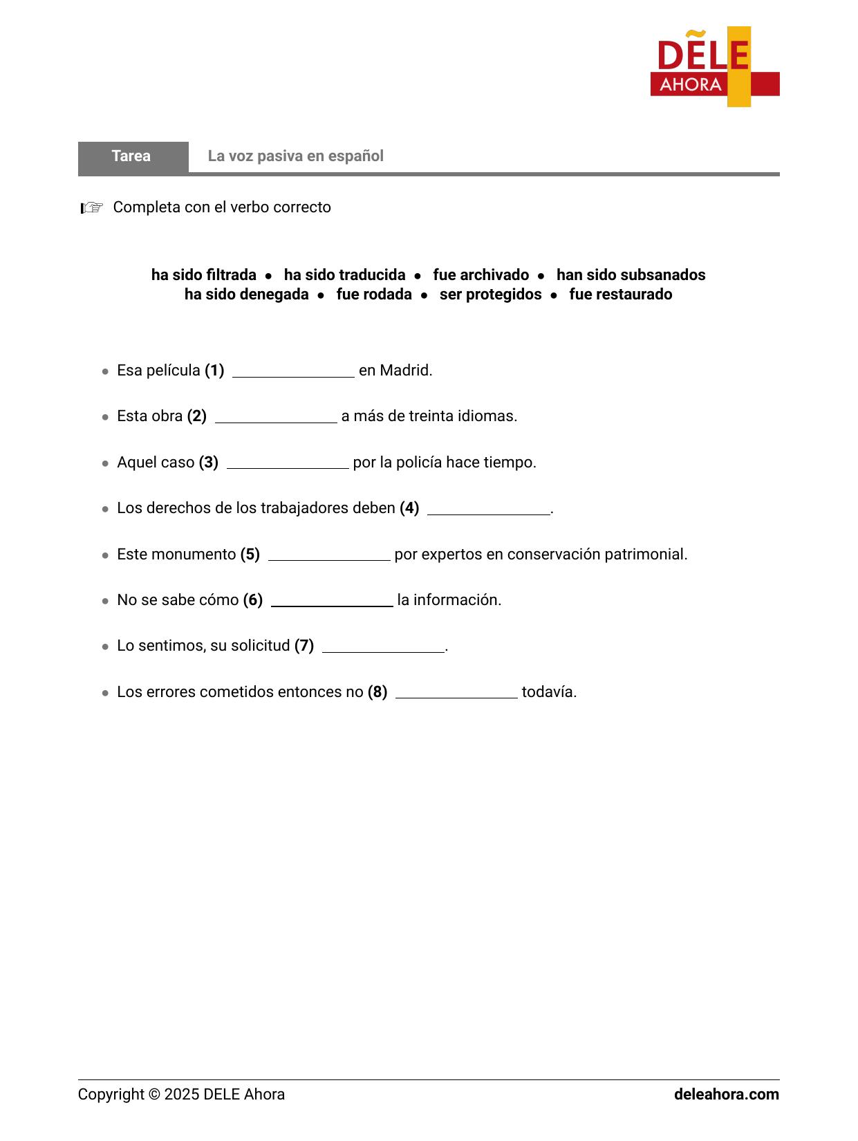 La voz pasiva en español | Gramática • DELE Ahora