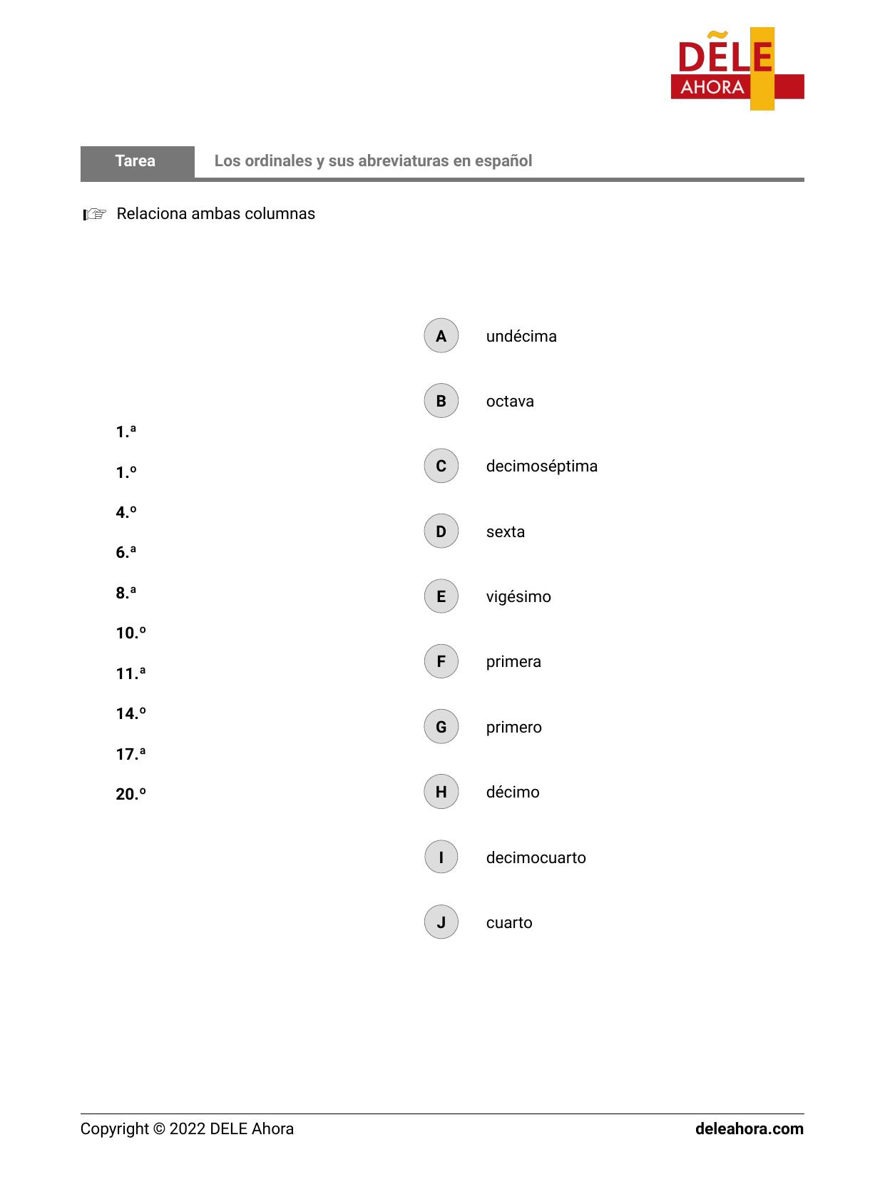Los ordinales y sus abreviaturas en español | Gramática