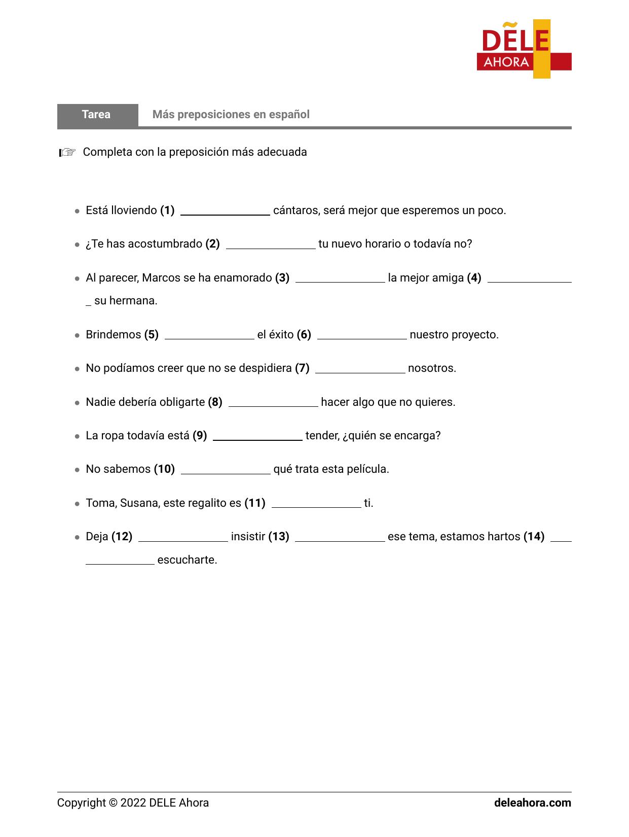 Más preposiciones en español | Gramática • DELE Ahora