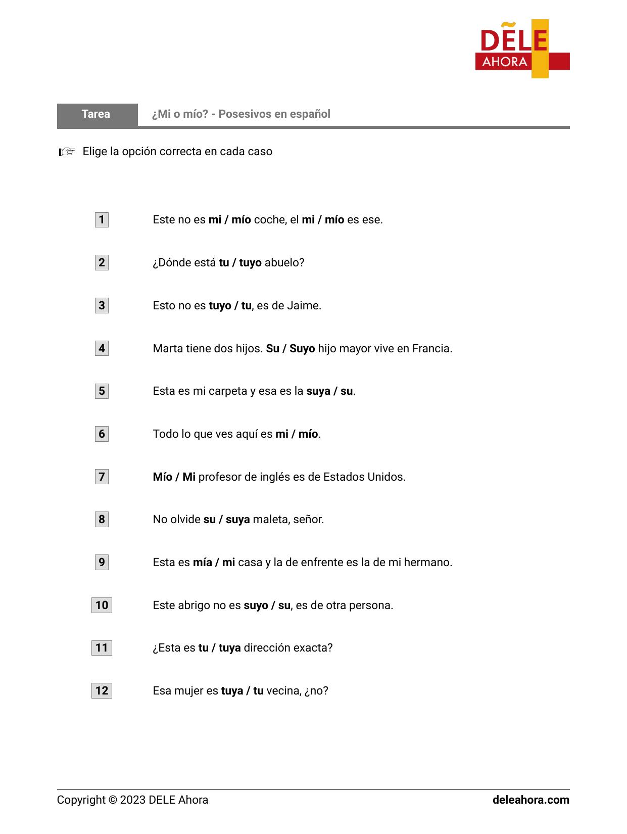 ¿Mi o mío? - Posesivos en español | Gramática • DELE Ahora