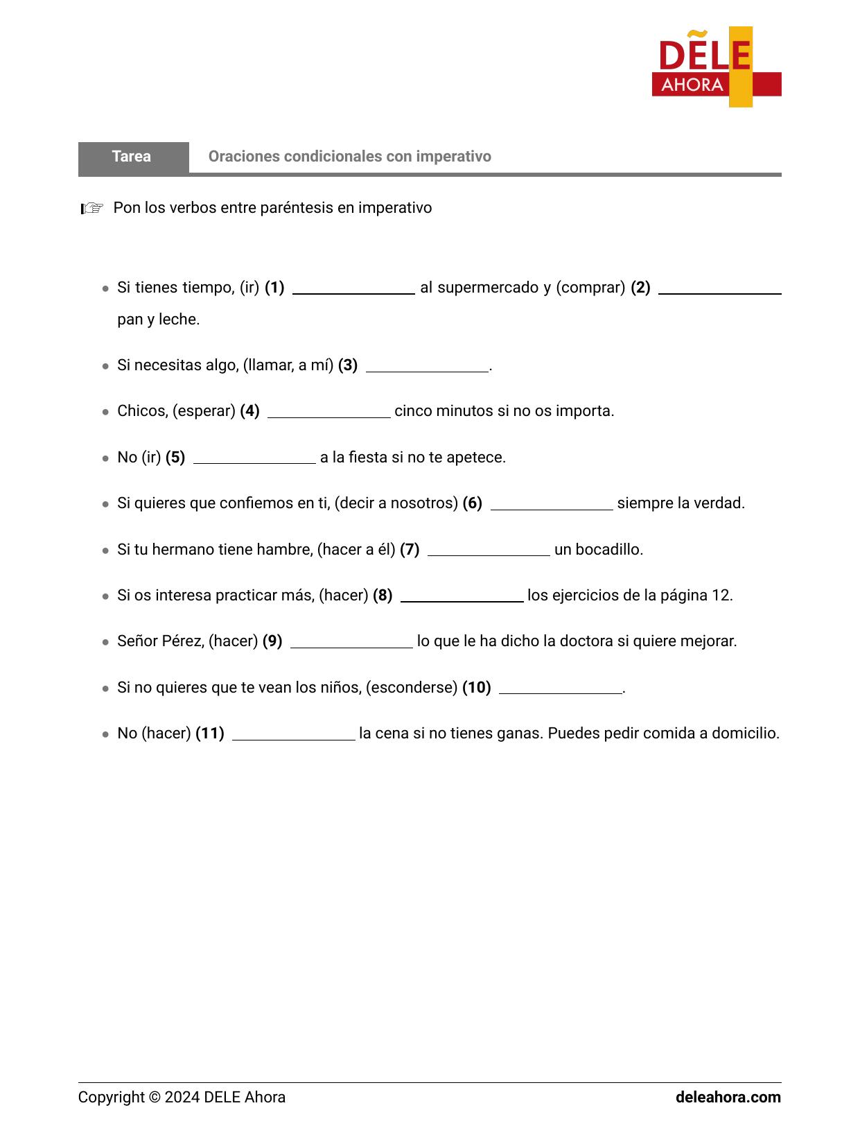 Oraciones condicionales con imperativo | Gramática
