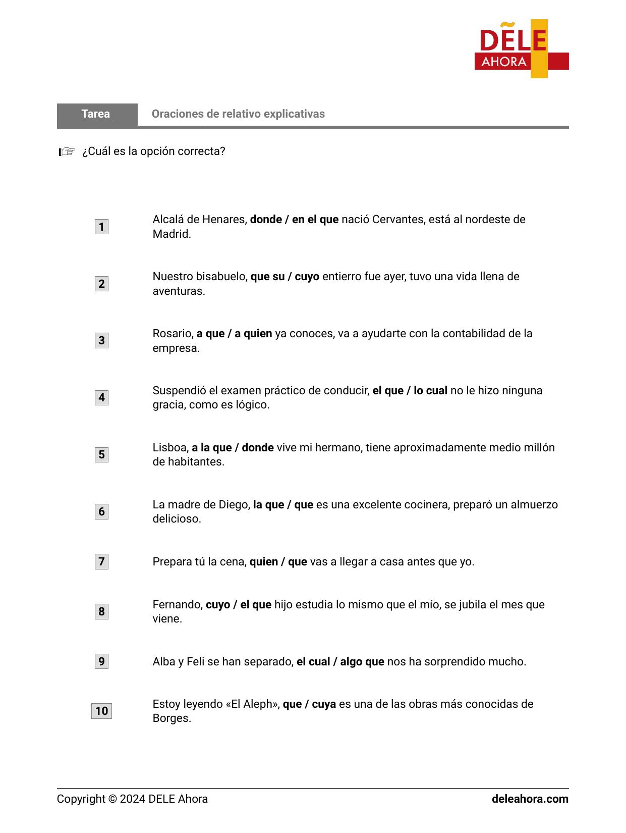 Oraciones de relativo explicativas | Gramática • DELE Ahora
