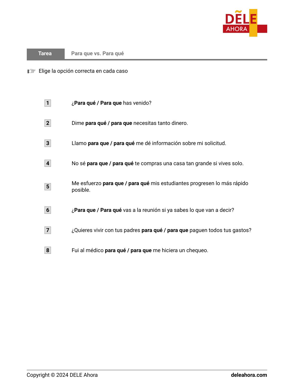 Para que vs. Para qué | Gramática • DELE Ahora