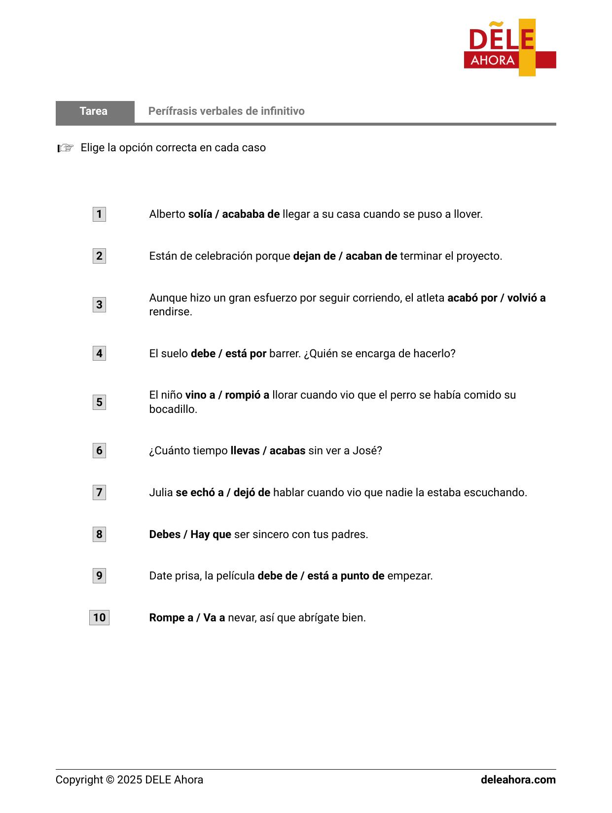 Perífrasis verbales de infinitivo | Gramática • DELE Ahora