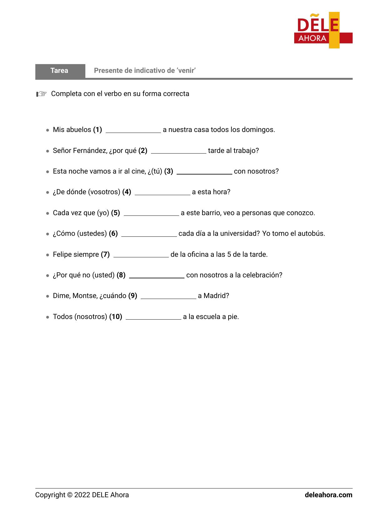 Presente de indicativo de 'venir' | Gramática • DELE Ahora