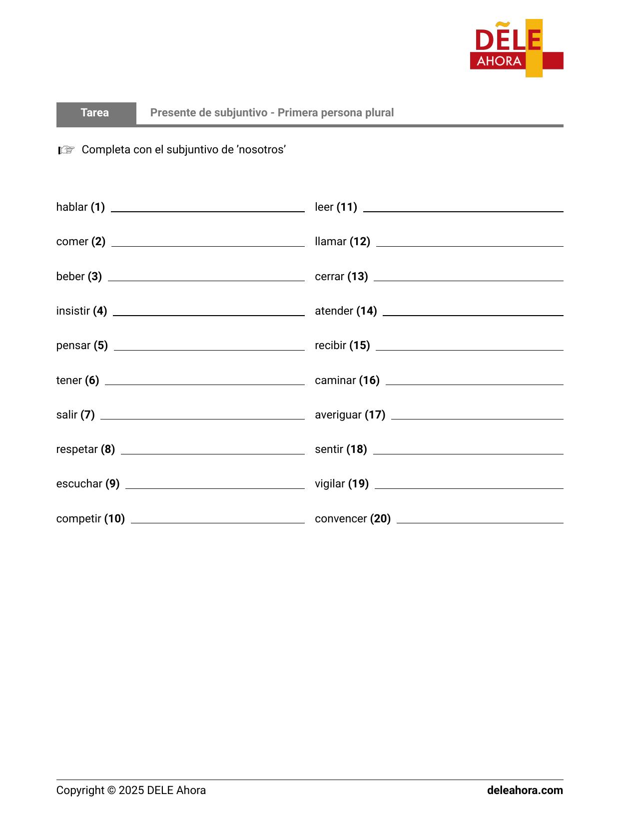 Presente de subjuntivo - Primera persona plural | Gramática