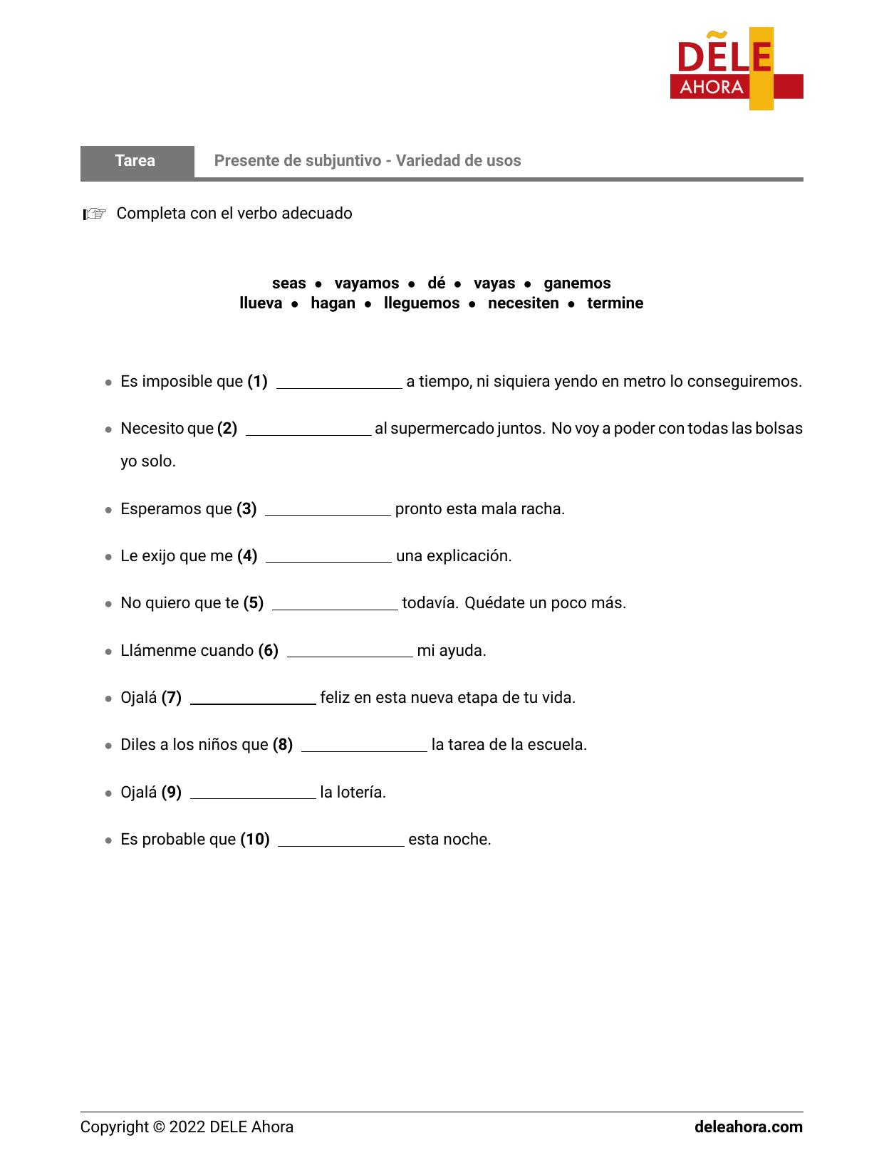 Presente de subjuntivo - Variedad de usos | Gramática