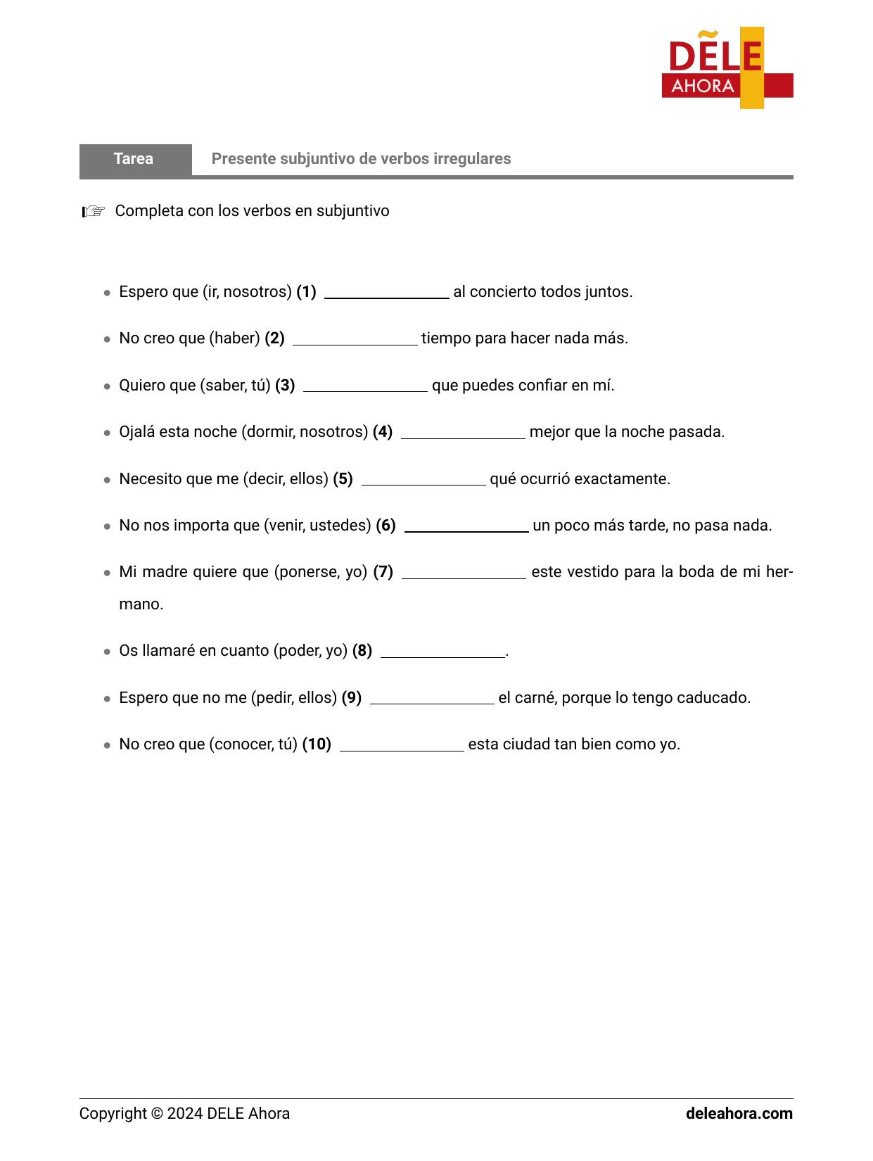 Presente subjuntivo de verbos irregulares | Gramática