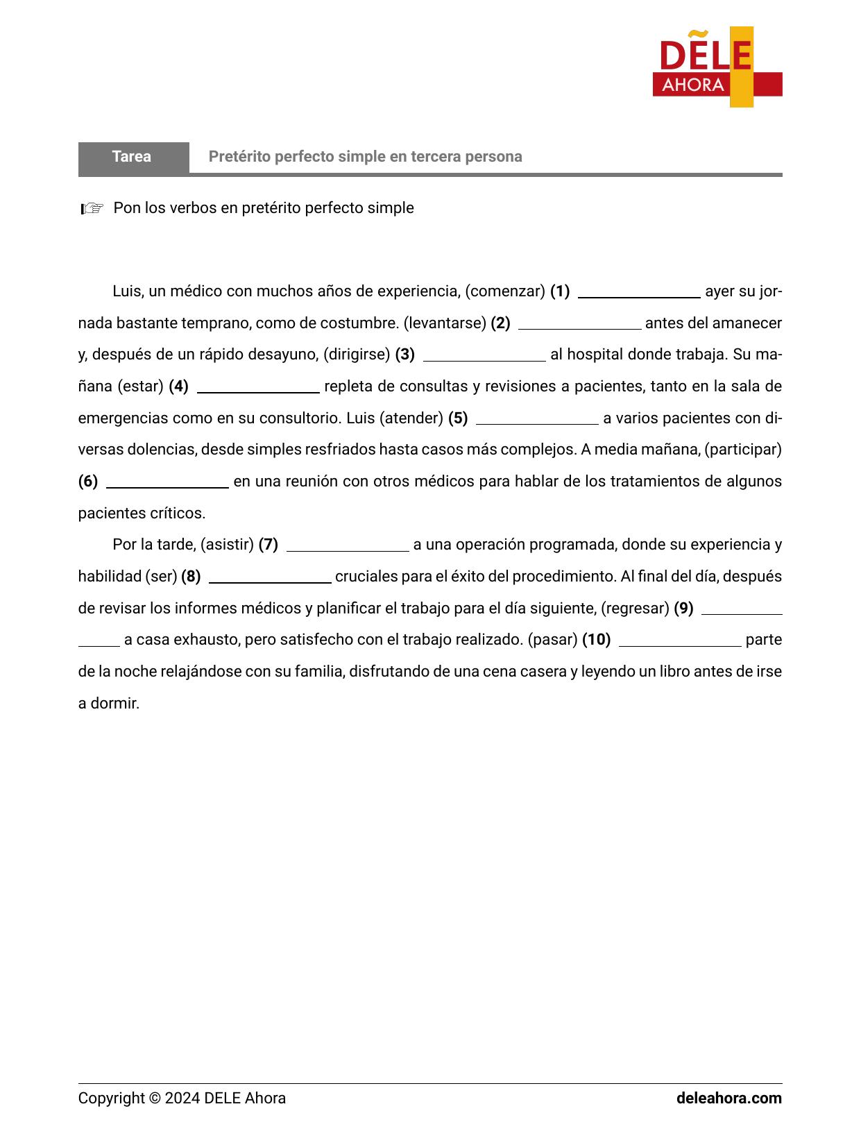 Pretérito perfecto simple en tercera persona | Gramática