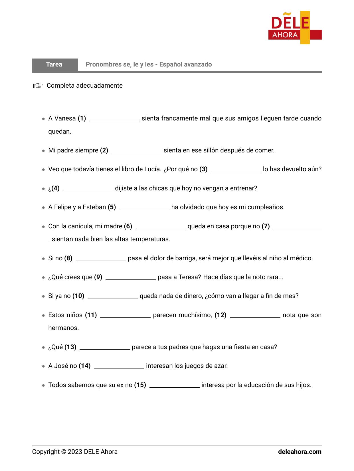 Pronombres se, le y les - Español avanzado | Gramática