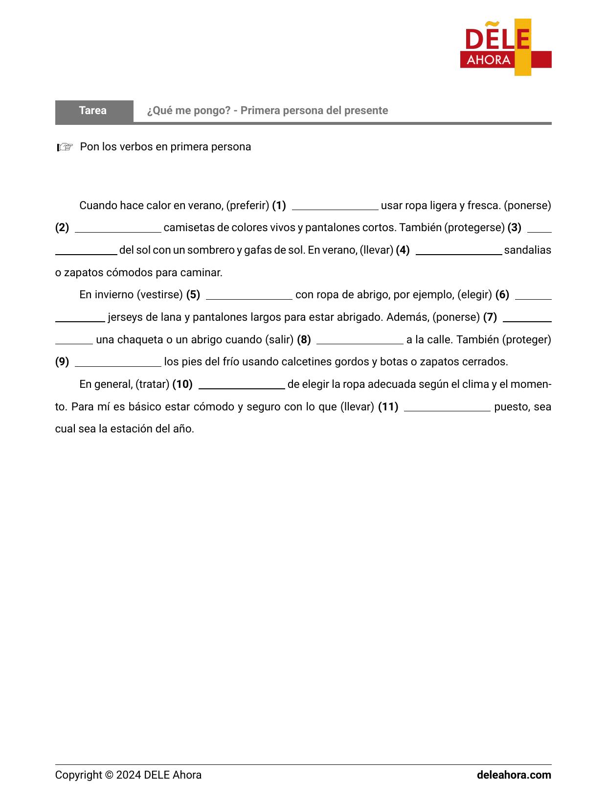 ¿Qué me pongo? - Primera persona del presente | Gramática