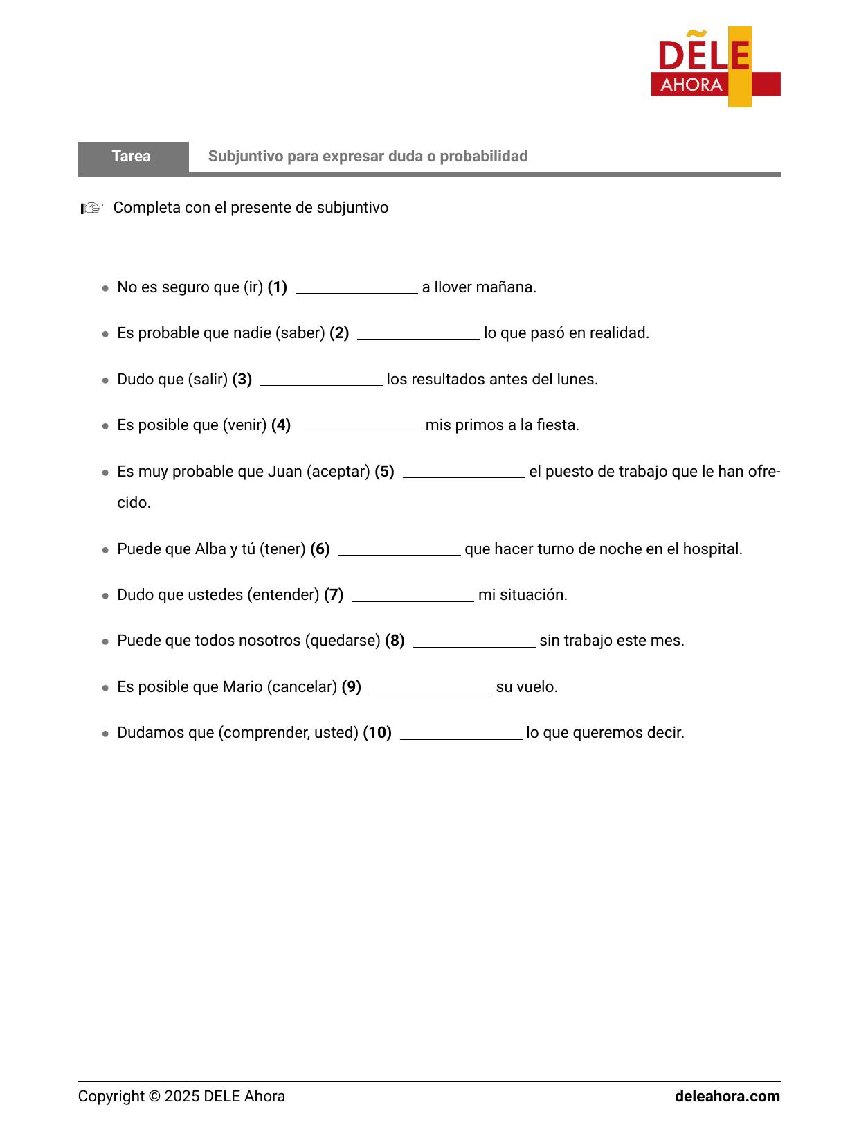Subjuntivo para expresar duda o probabilidad | Gramática