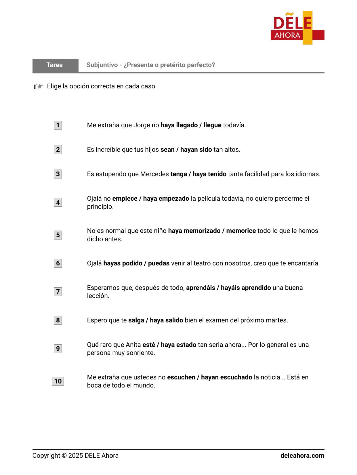 Subjuntivo - ¿Presente o pretérito perfecto? | Gramática
