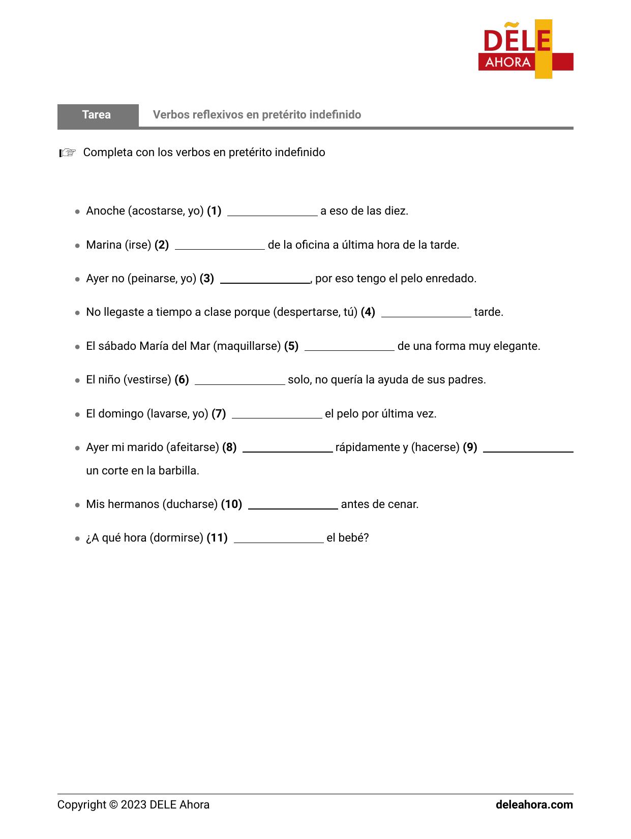 Verbos reflexivos en pretérito indefinido | Gramática