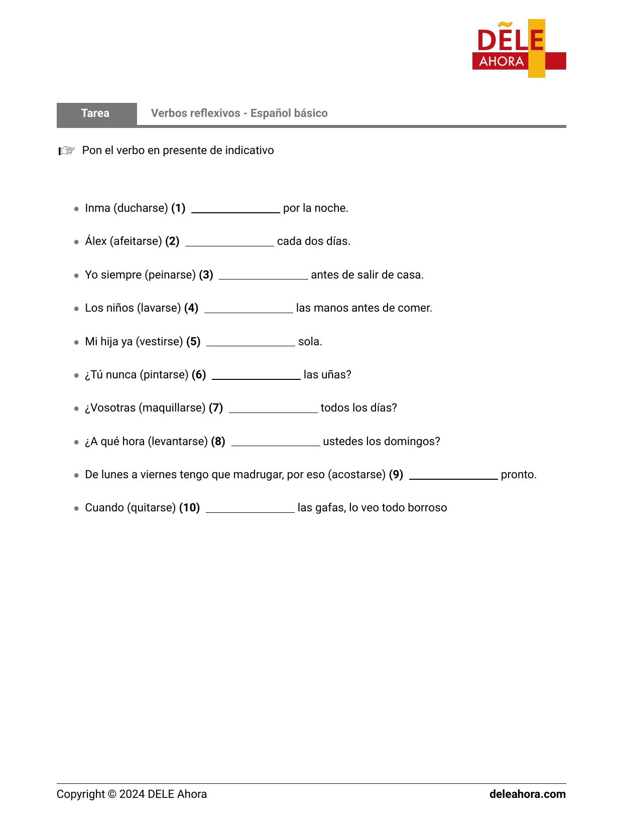 Aprender Espaol Verbos Reflexivos Nivel Bsico