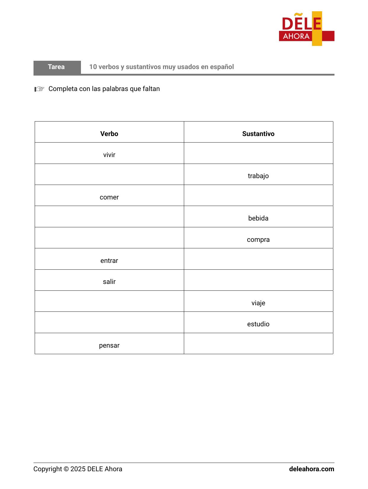 10 verbos y sustantivos muy usados en español | Vocabulario