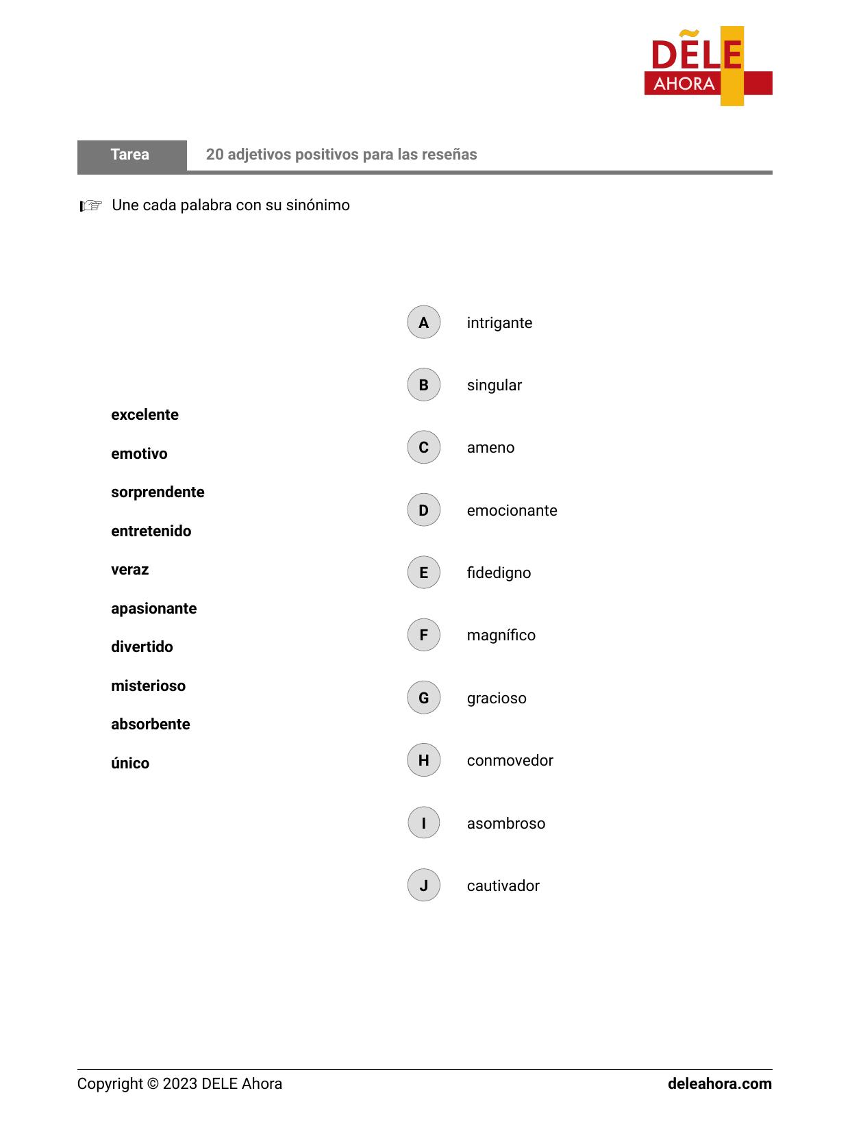20 adjetivos positivos para las reseñas | Vocabulario